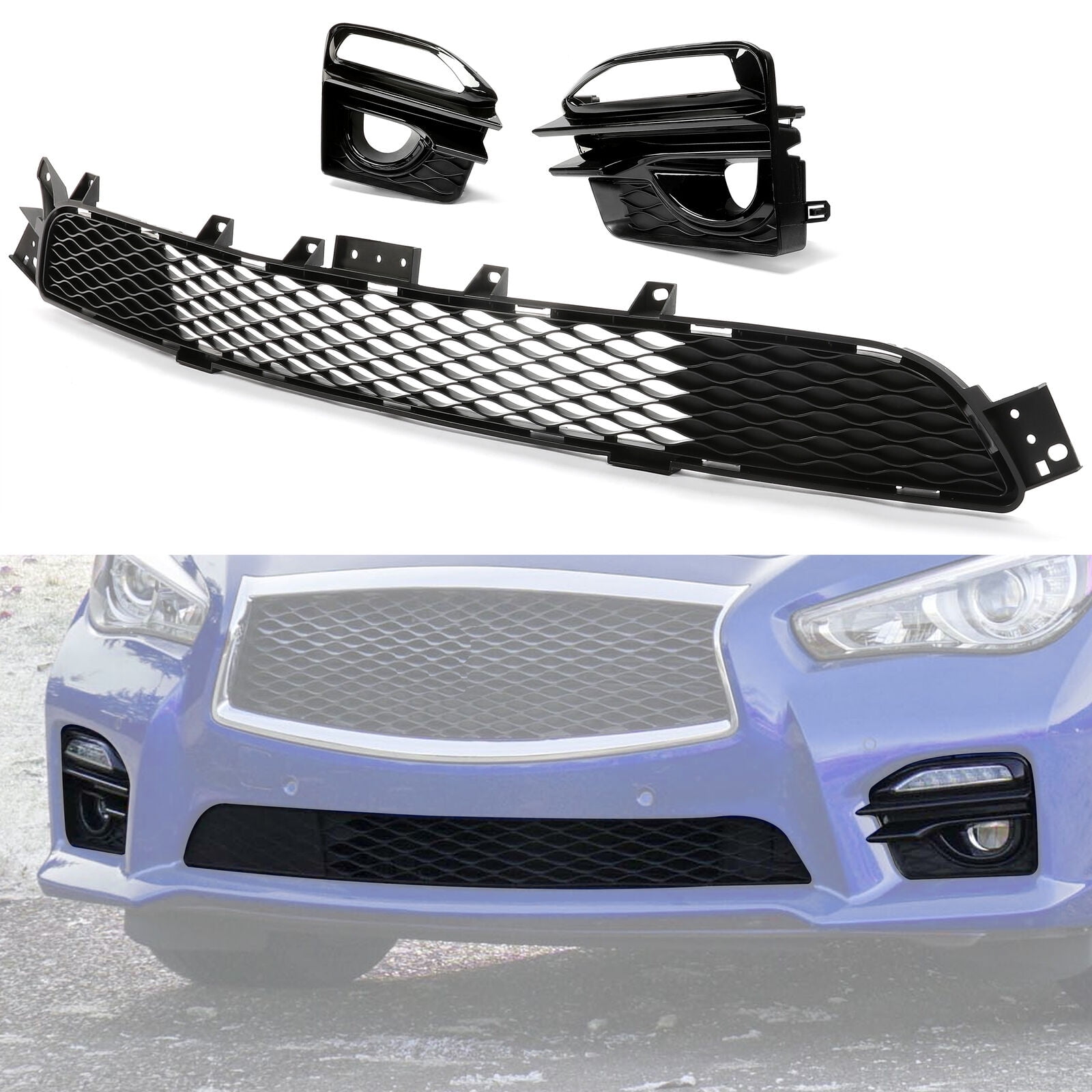 Kojem Front Bumper Lower Radiator Grille Grill for 2014-2017 Infiniti ...