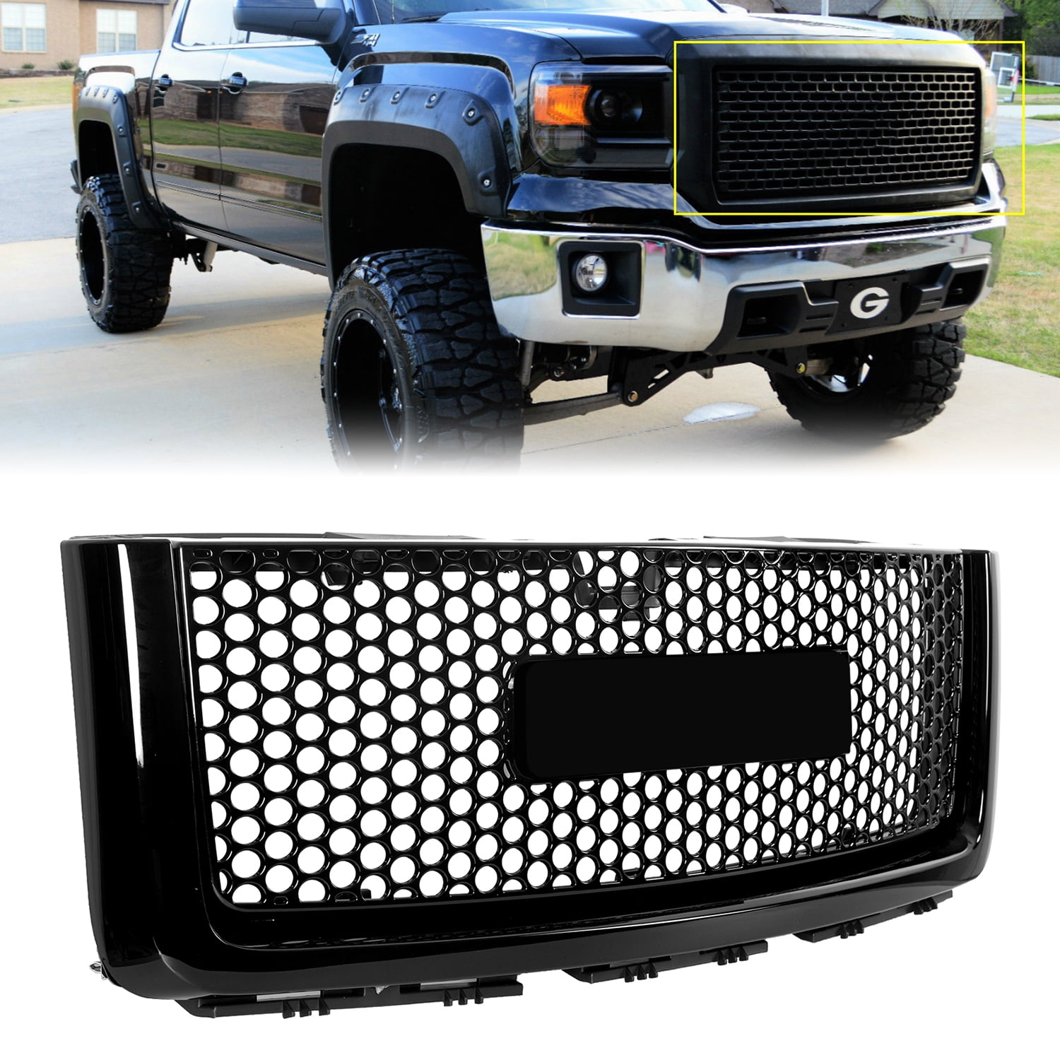 Kojem Front Bumper Upper Hood Center Mesh Grill Grille Honeycomb Style ...