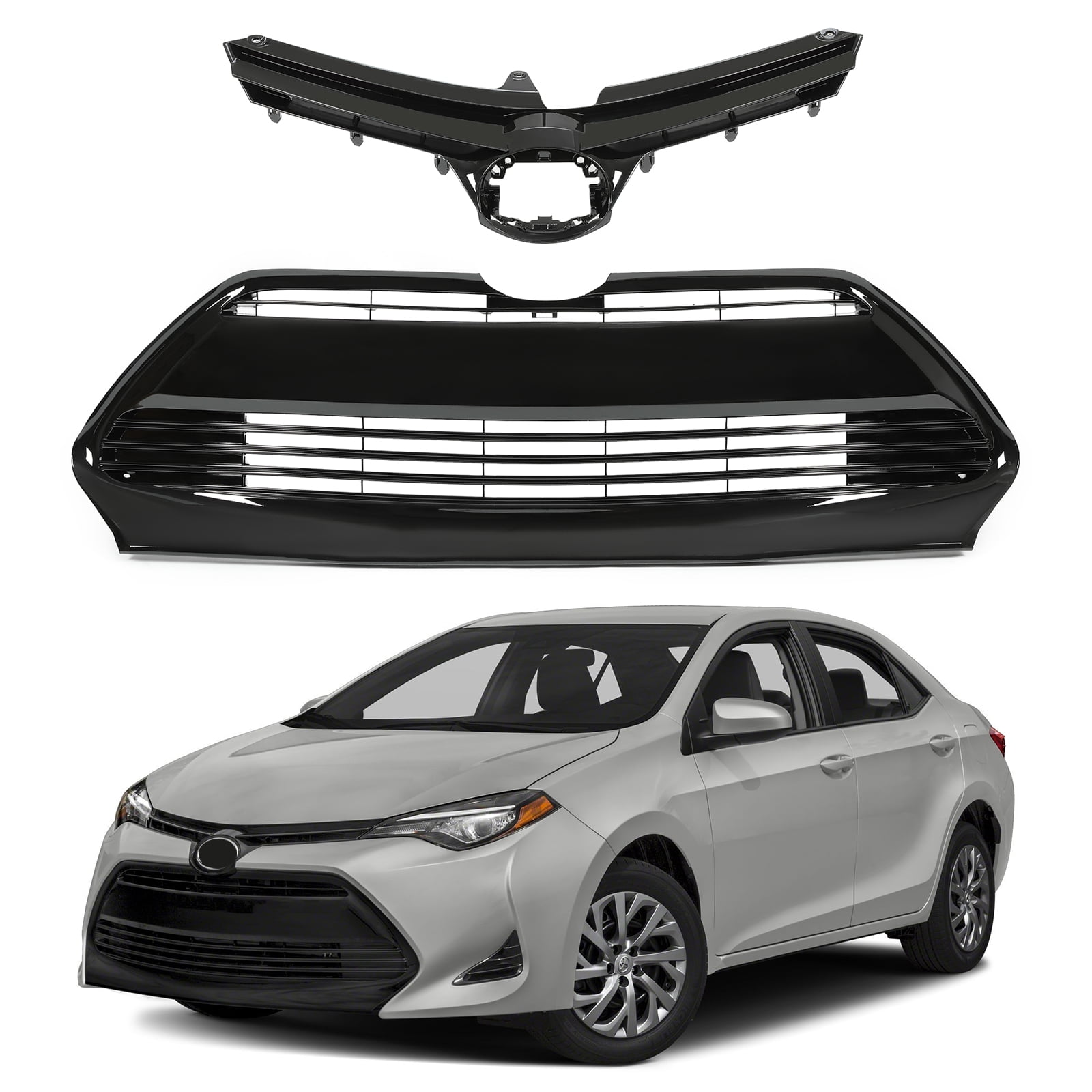 Kojem Front Bumper Upper Lower Grille, 2017-19 Toyota Corolla ...