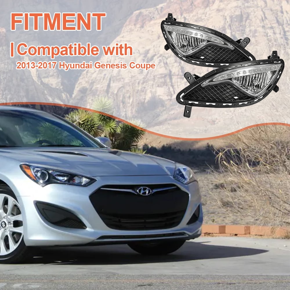 Kojem Fog Light Lamps for 2013-2017 Hyundai Genesis Coupe, Clear Lens ...
