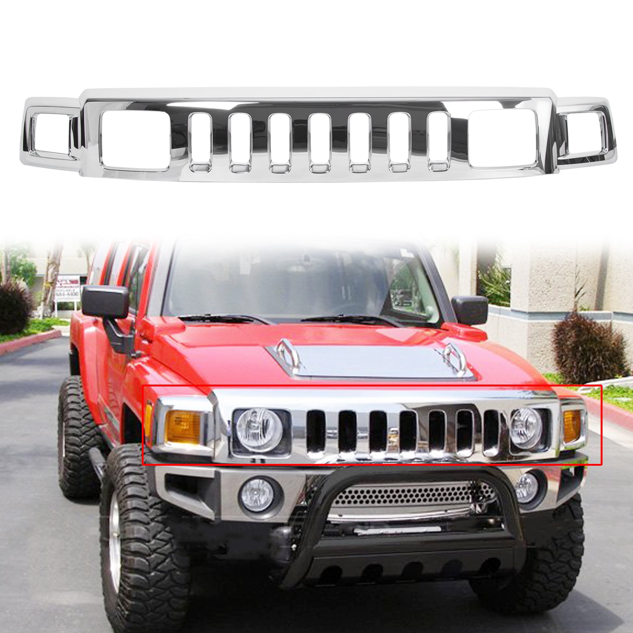 Kojem Chrome-Plated Front Grill for 2006-2010 Hummer H3 & H3T, OE ...