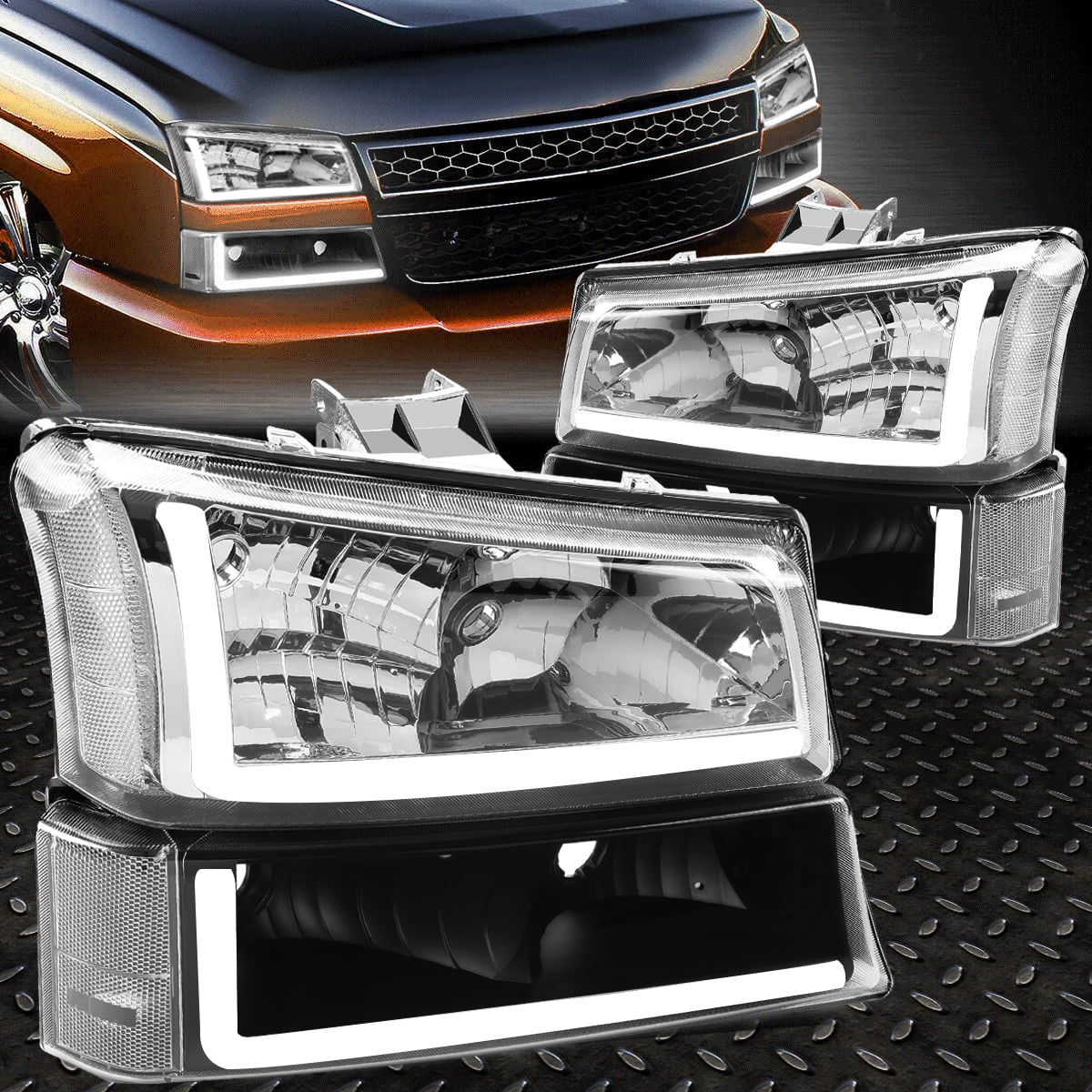 Kojem LED DRL Headlight for 2003-2007 Chevy Silverado Avalanche, Clear ...