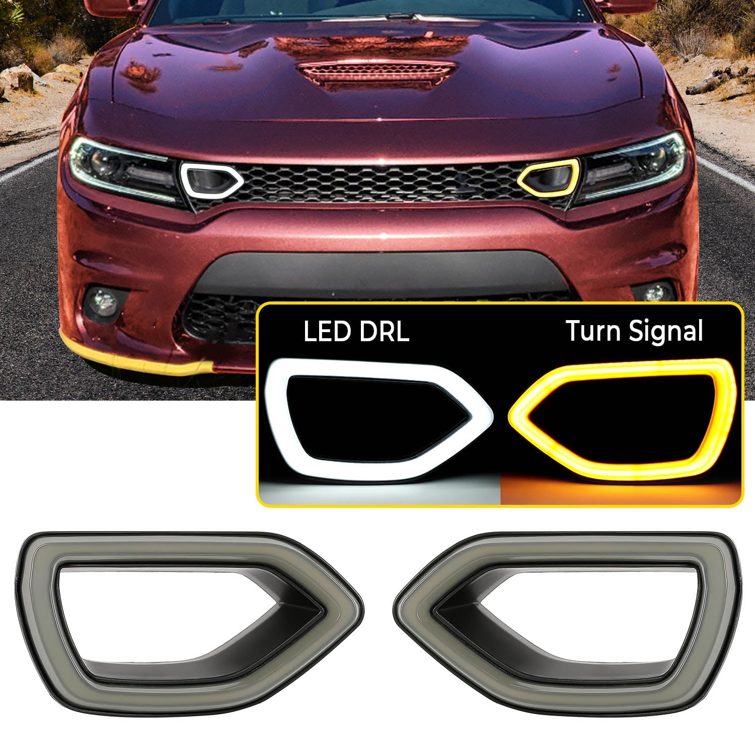Kojem Front LED Grille Lights Compatible with 2015-2019 Dodge Charger ...