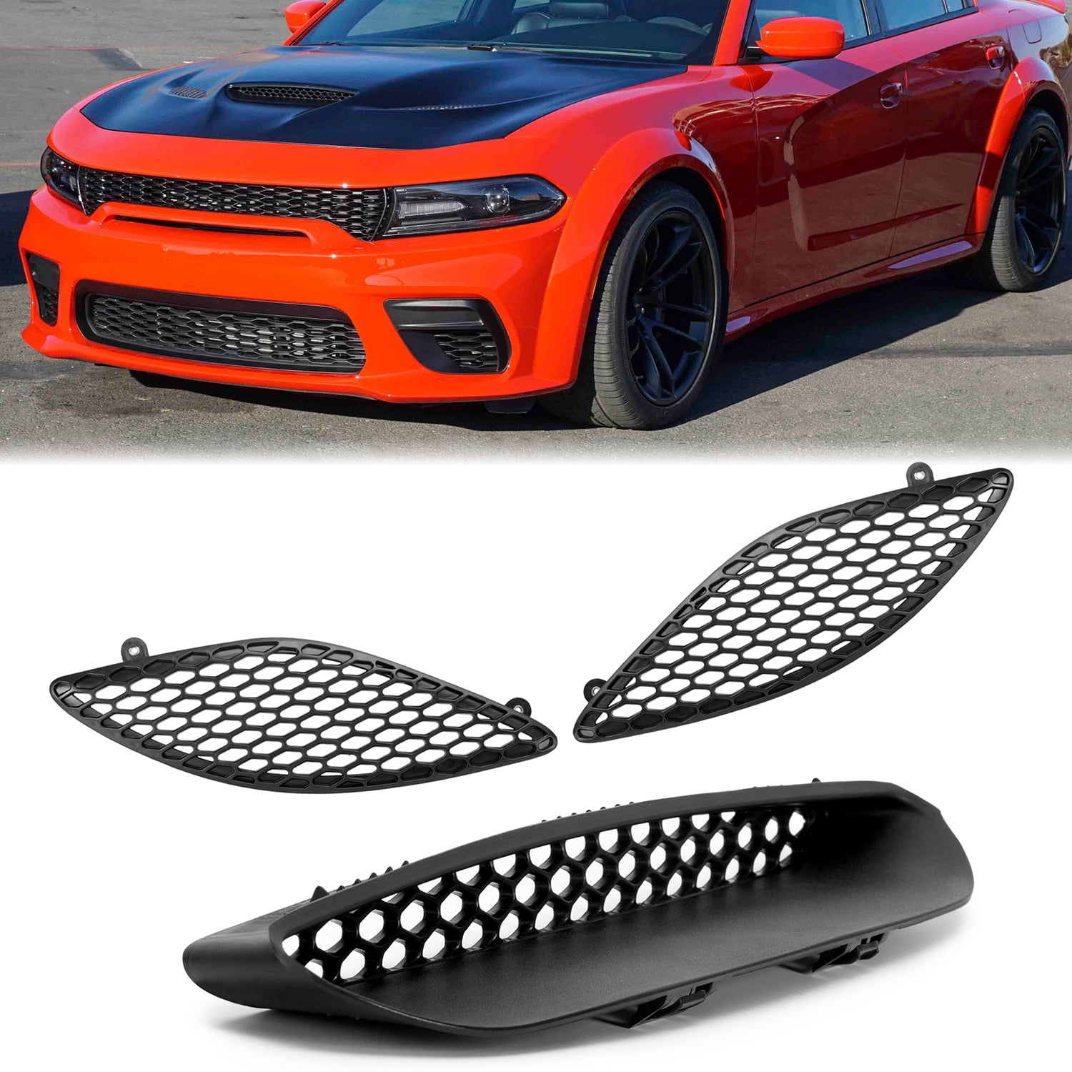 Kojem Front Scoop Bezel Trim Hood Grille Kit for 2015-2020 Charger SRT ...