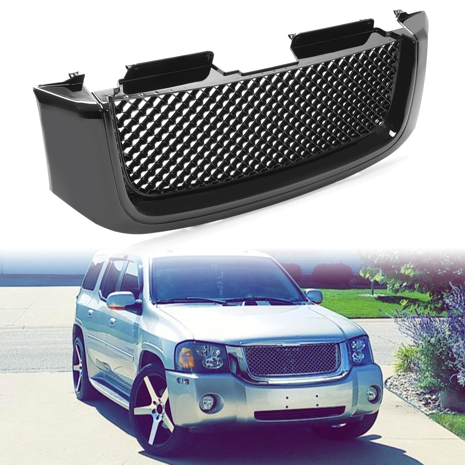 Kojem Front Upper Bumper Insert Mesh Hood Grill Grille Black for 2002 ...