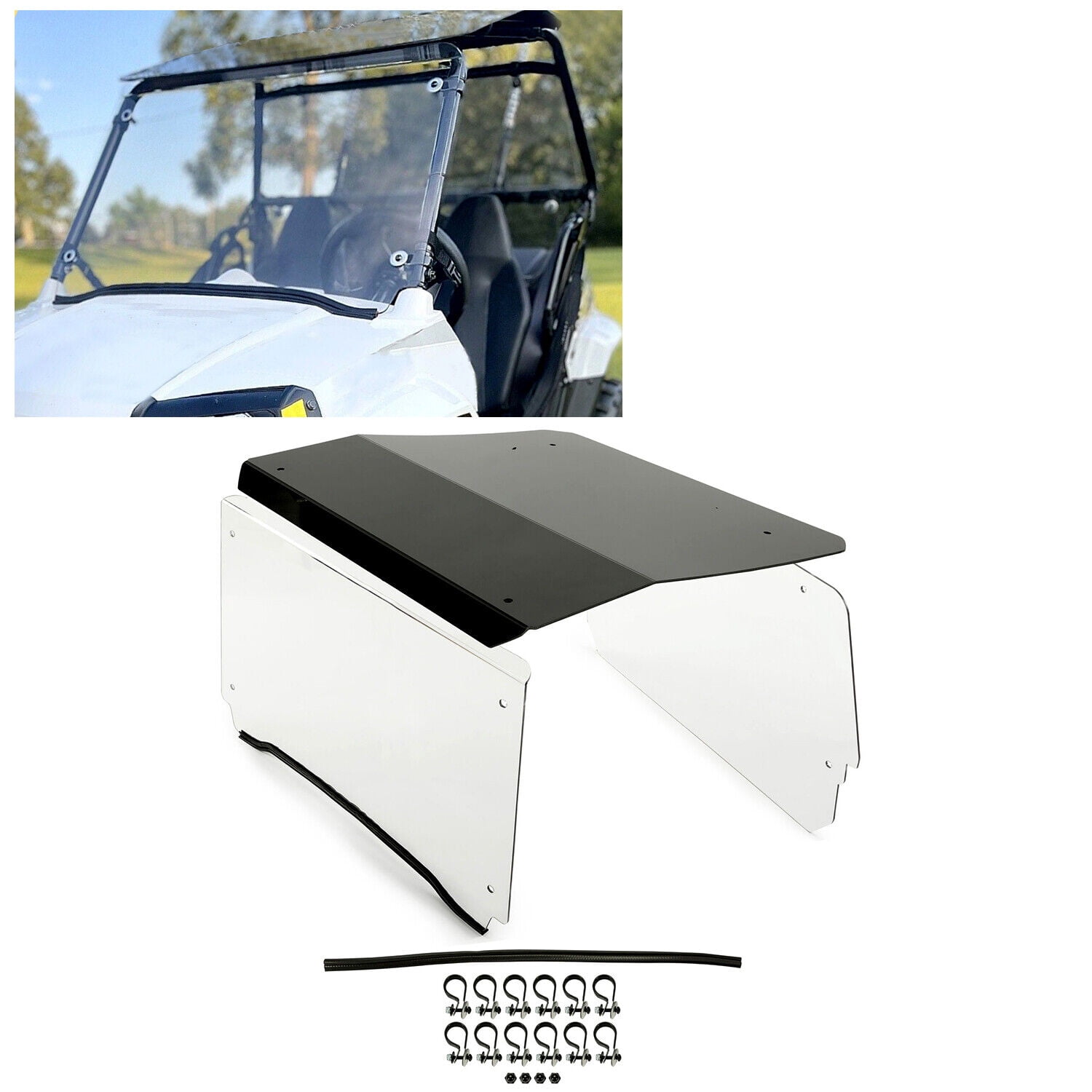 Kojem Front and Rear Windshield & Roof for 2009-2021 Polaris RZR 170 ...