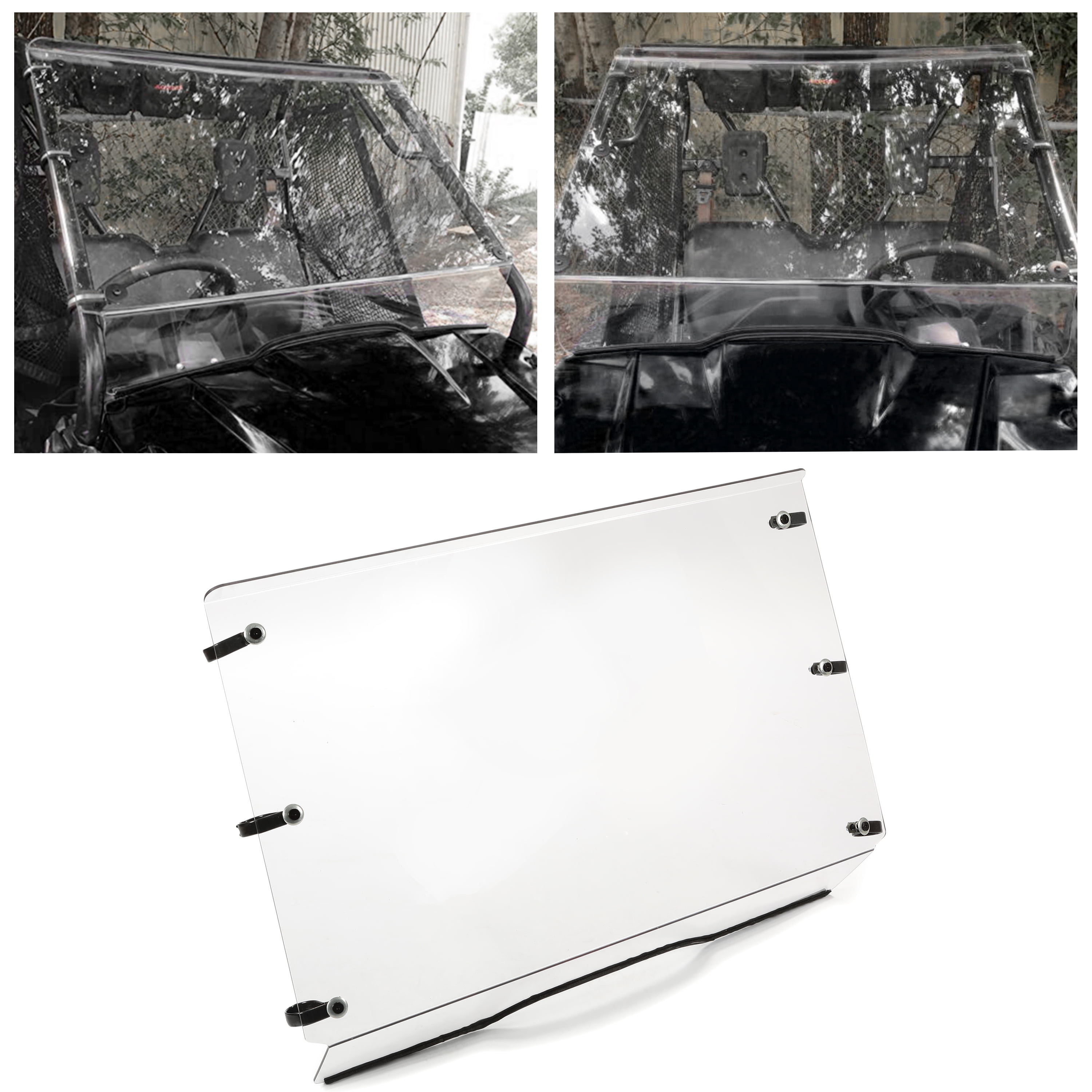 Kojem Full Windshield Front Clear Vented 3/16" Windscreen for 2015 2016 2017 2018 2019 2020 2021 ...