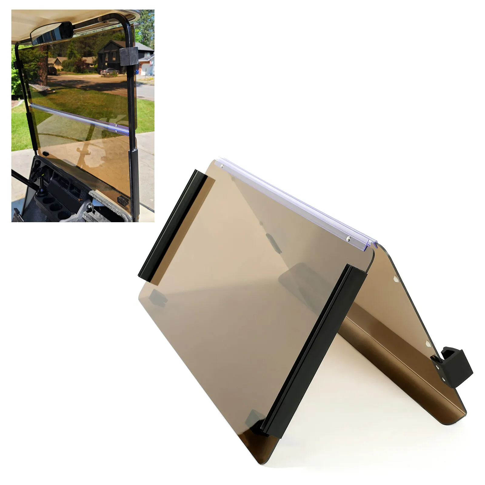 Kojem Golf Cart Folding Tinted Windshield for 1986-1994.5 EZGO Marathon ...