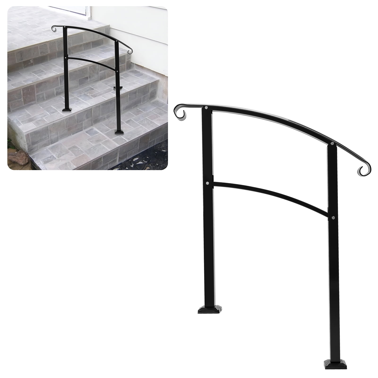 Kojem Simple Metal Railing for 2-3 Step Outdoor Stair Handrails Kit ...