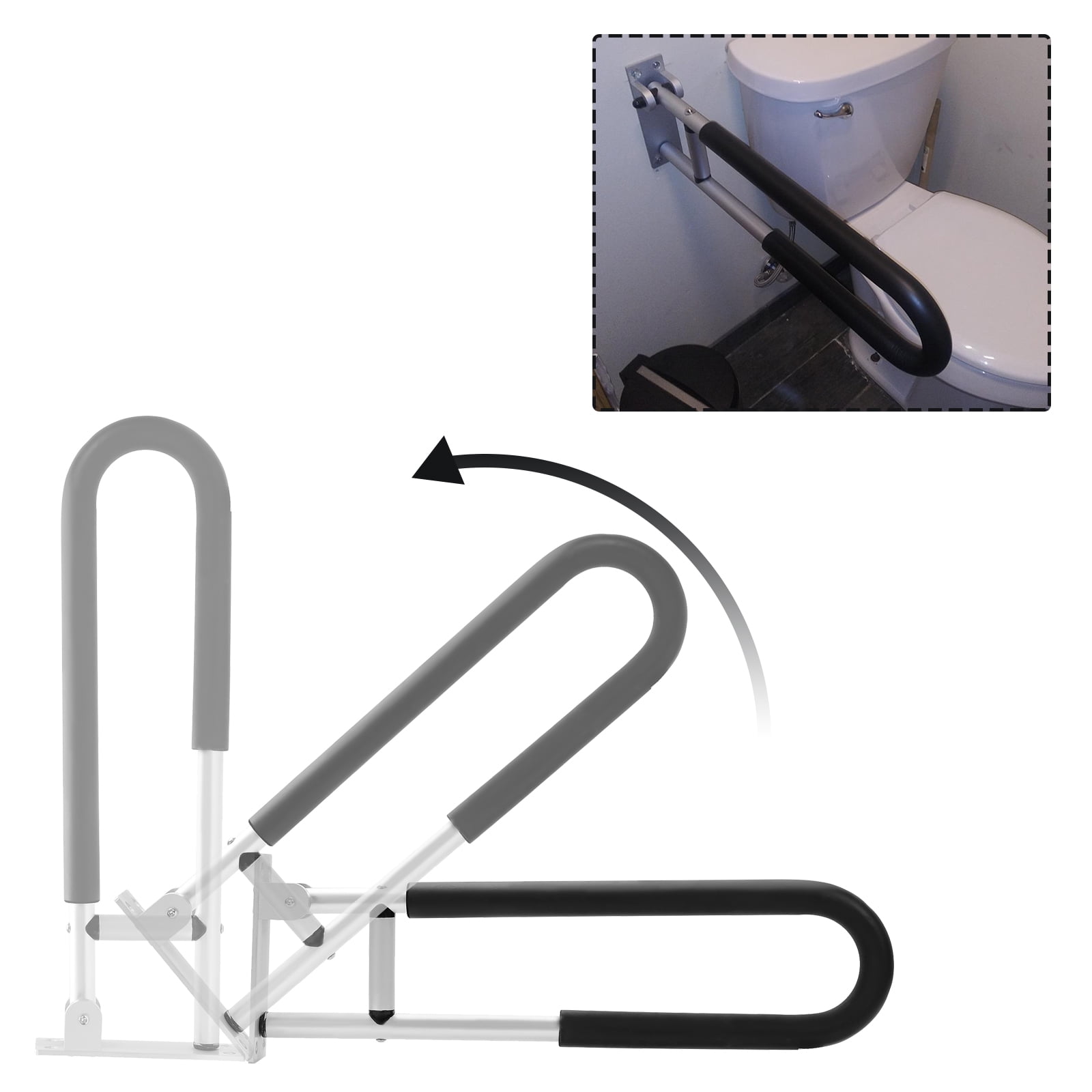 Kojem 23.6 inch Foldable Toilet Handrails, Wall Mounted Bath Grips for ...