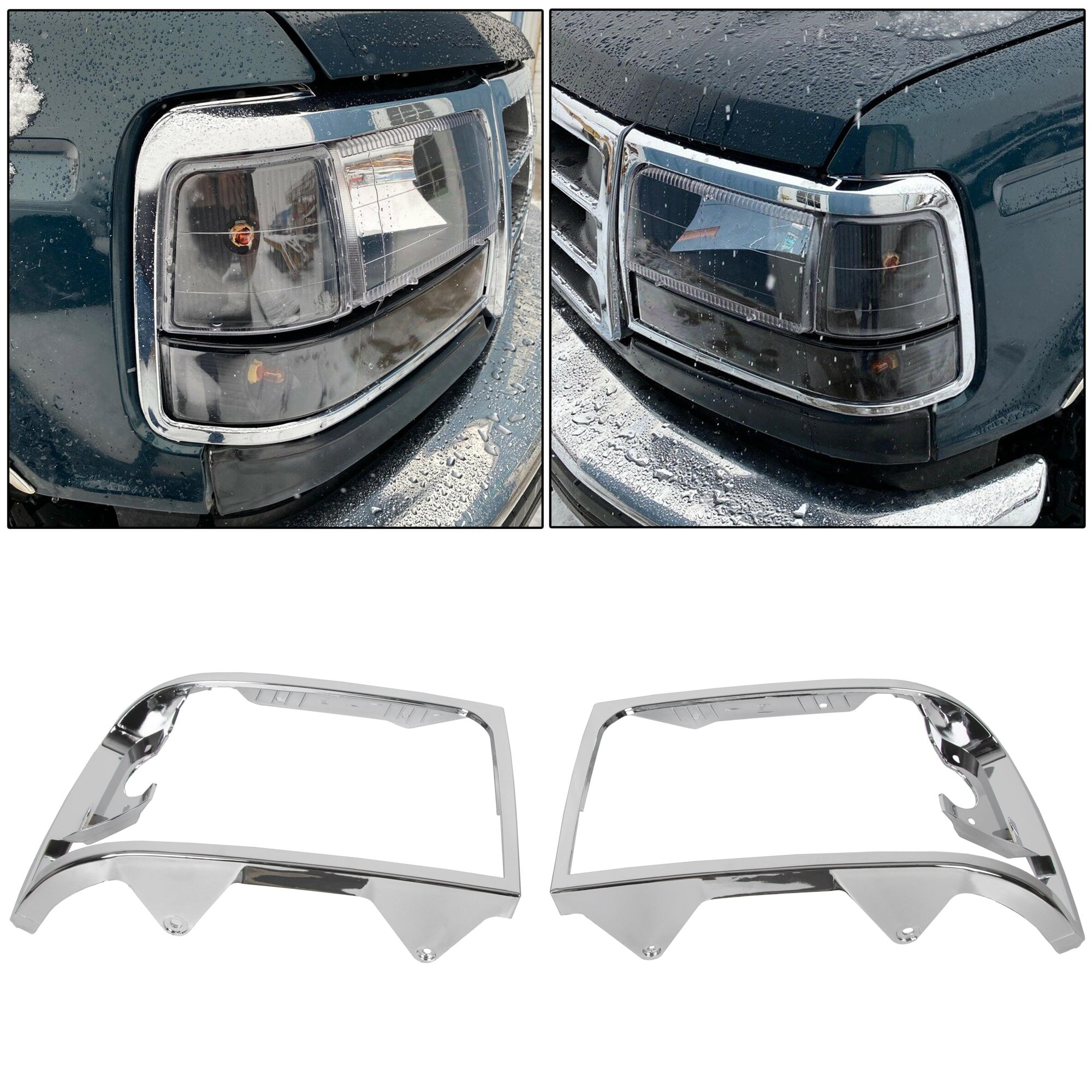 Kojem Chrome Headlights Trim Bezel Set for 1992-1997 Ford F250 F350 ...