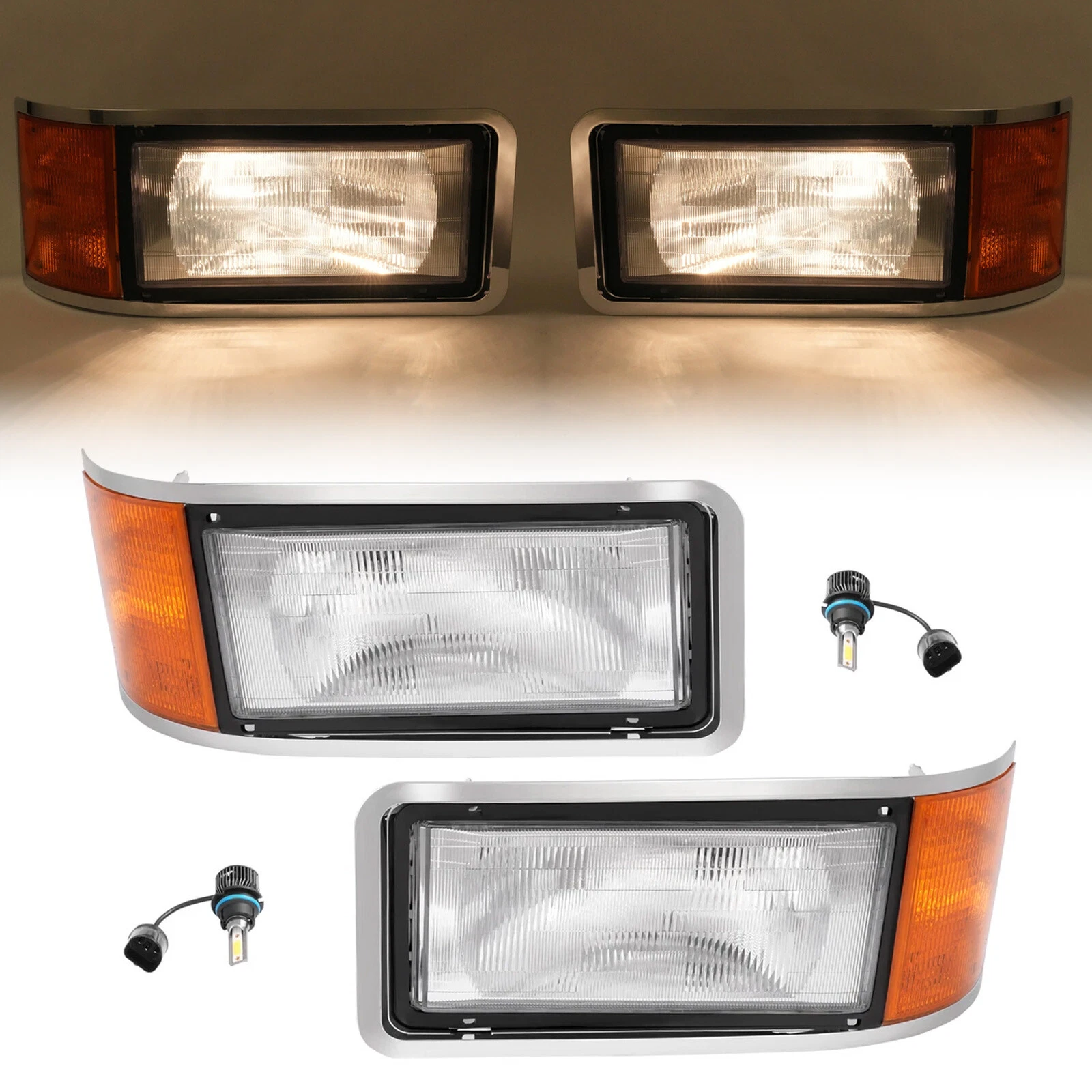 Kojem Headlights for 1990-2007 Mack CH600 CH612 CH613 CL700 CL600 W/LED ...