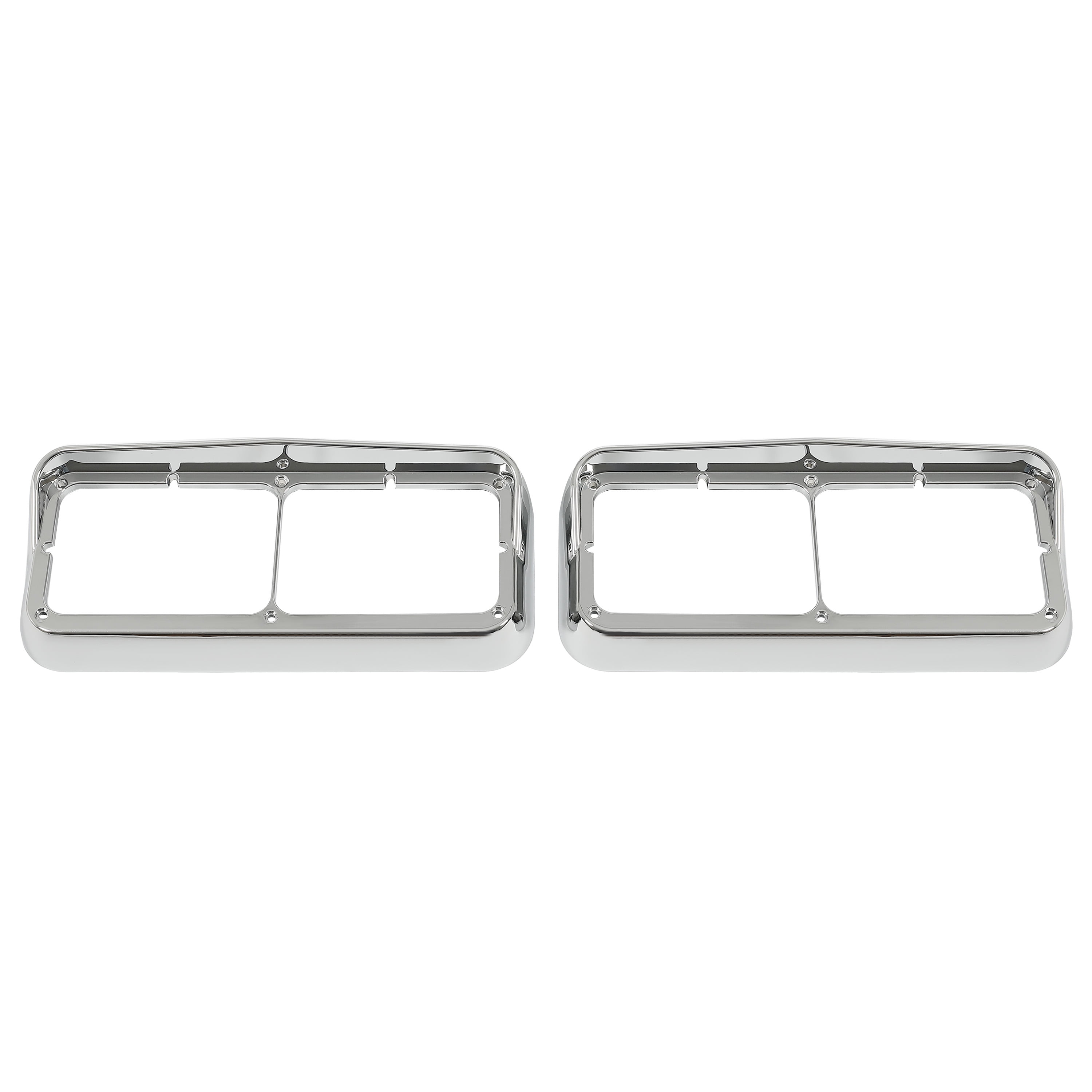 Kojem Pair Chrome Headlight Bezels w/ Visor For Kenworth T600 Peterbilt ...