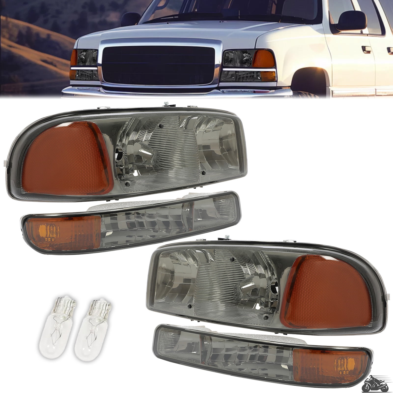 Kojem Pair Headlight for 1999-2007 GMC Sierra 1500 2500 3500 C3 Yukon w ...
