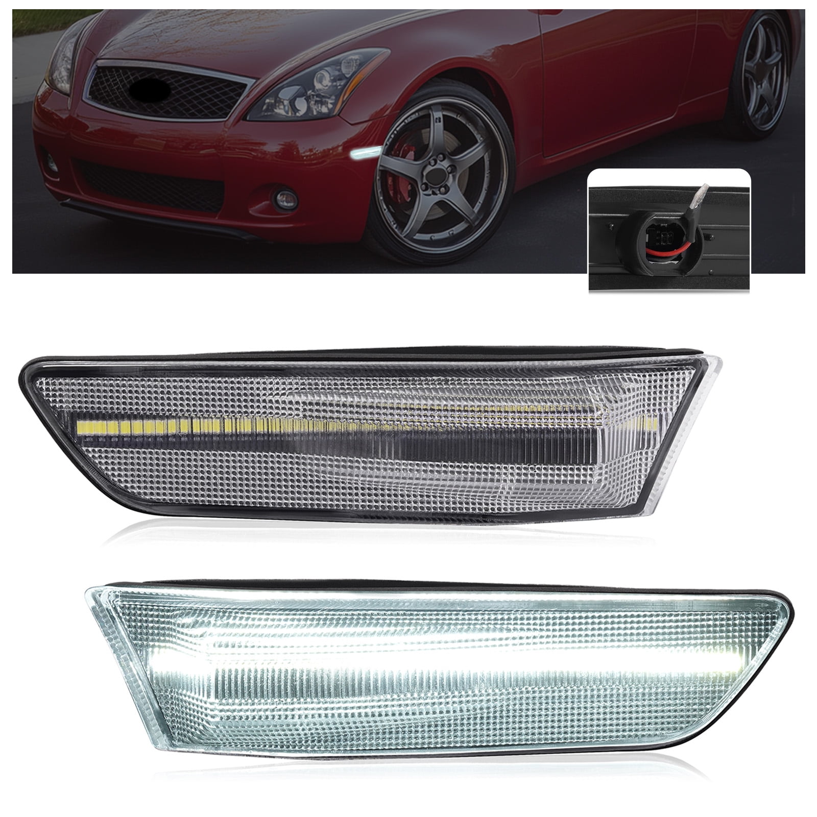 Kojem Pair LED Front Side Marker Lights for 2003-2007 Infiniti G35 2D ...