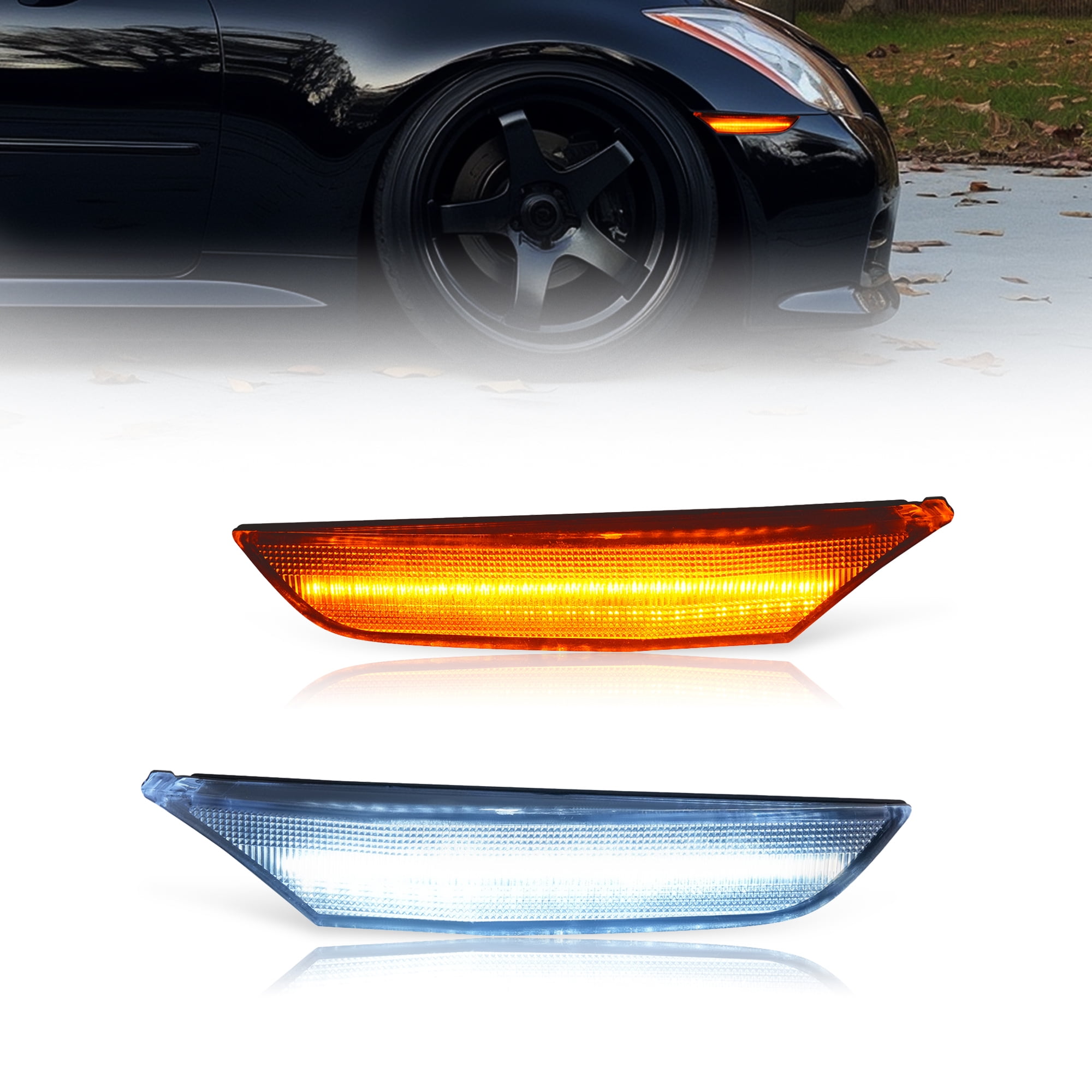 Kojem Pair LED Side Marker Lights for 2001-2006 Infiniti G35 Sedan Base ...