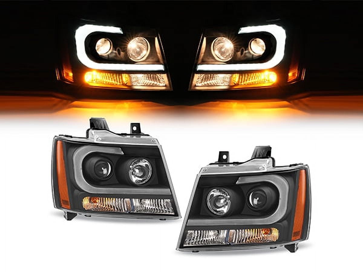 Kojem Pair Projector Headlight w/LED Tube for 2007-2014 Chevy Chevrolet Suburban Tahoe Avalanche ...