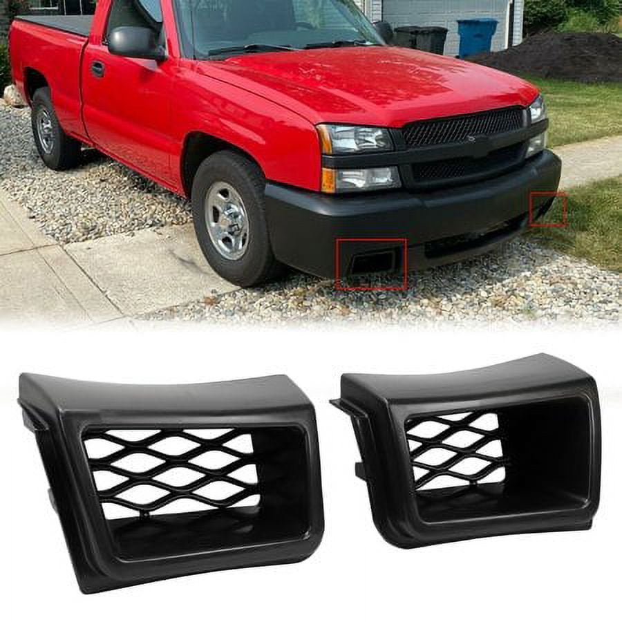 Kojem Pair SS Style Front Bumper Caliper Air Duct Vent Bezel Cover Trim For 2003 2007 Chevy Silverado 1500 Black 2004 2005 2006
