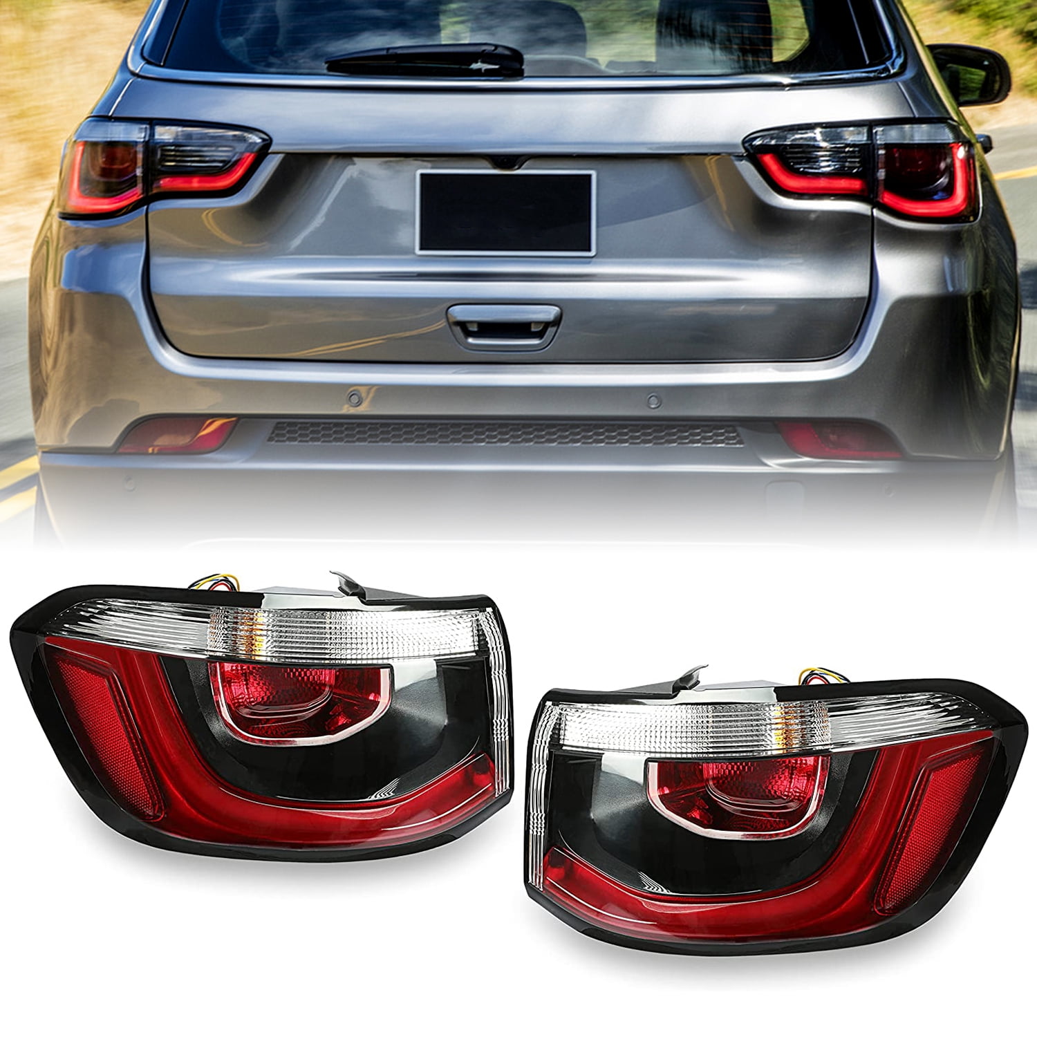 Kojem Tail Light Pair for 2017-2020 Jeep Compass, Rear Brake Lamp W ...