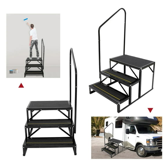 Kojem RV Step, 3-Step Stair with HandRail, for RVs Travel Trailers ...