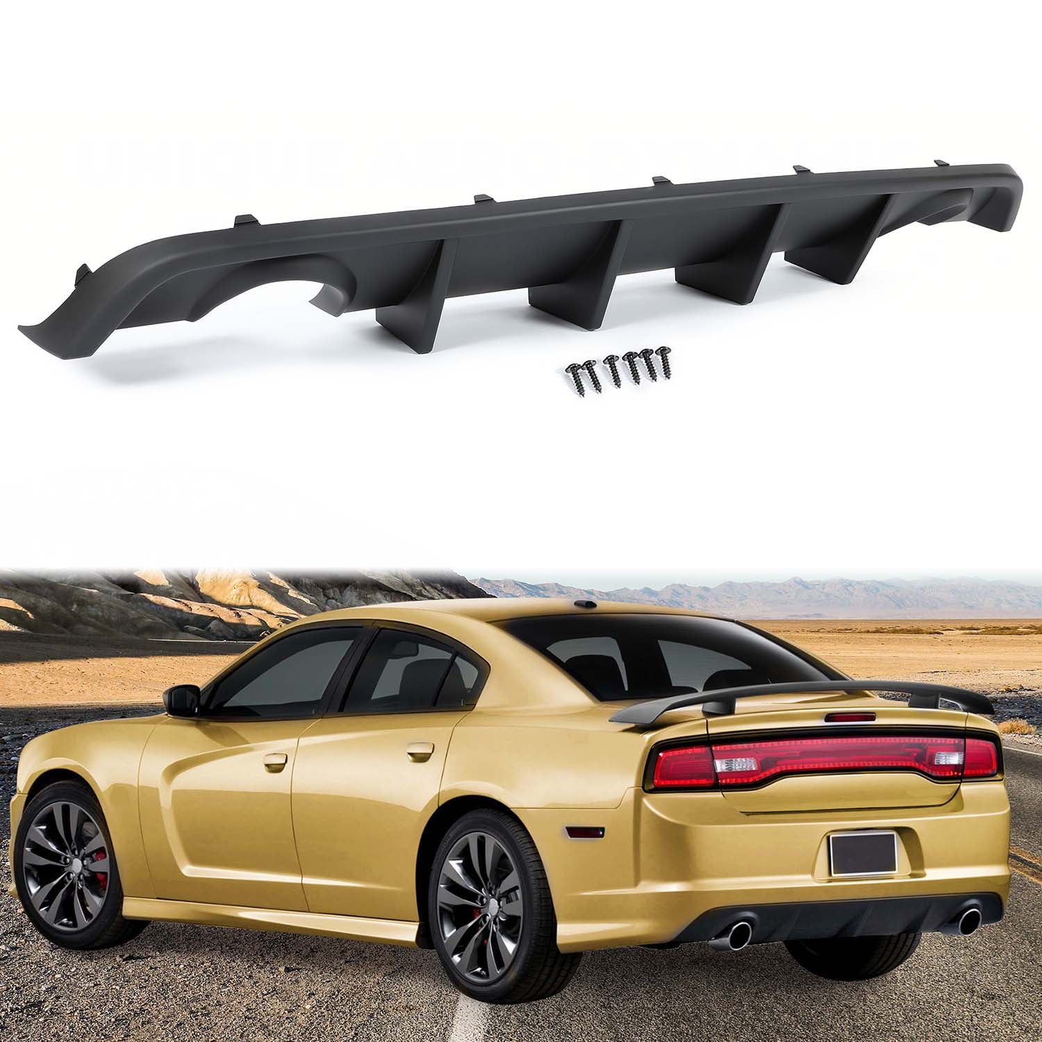 Kojem Rear Bumper Diffuser for 2012-2014 Dodge Charger SRT8 V2 Style ...
