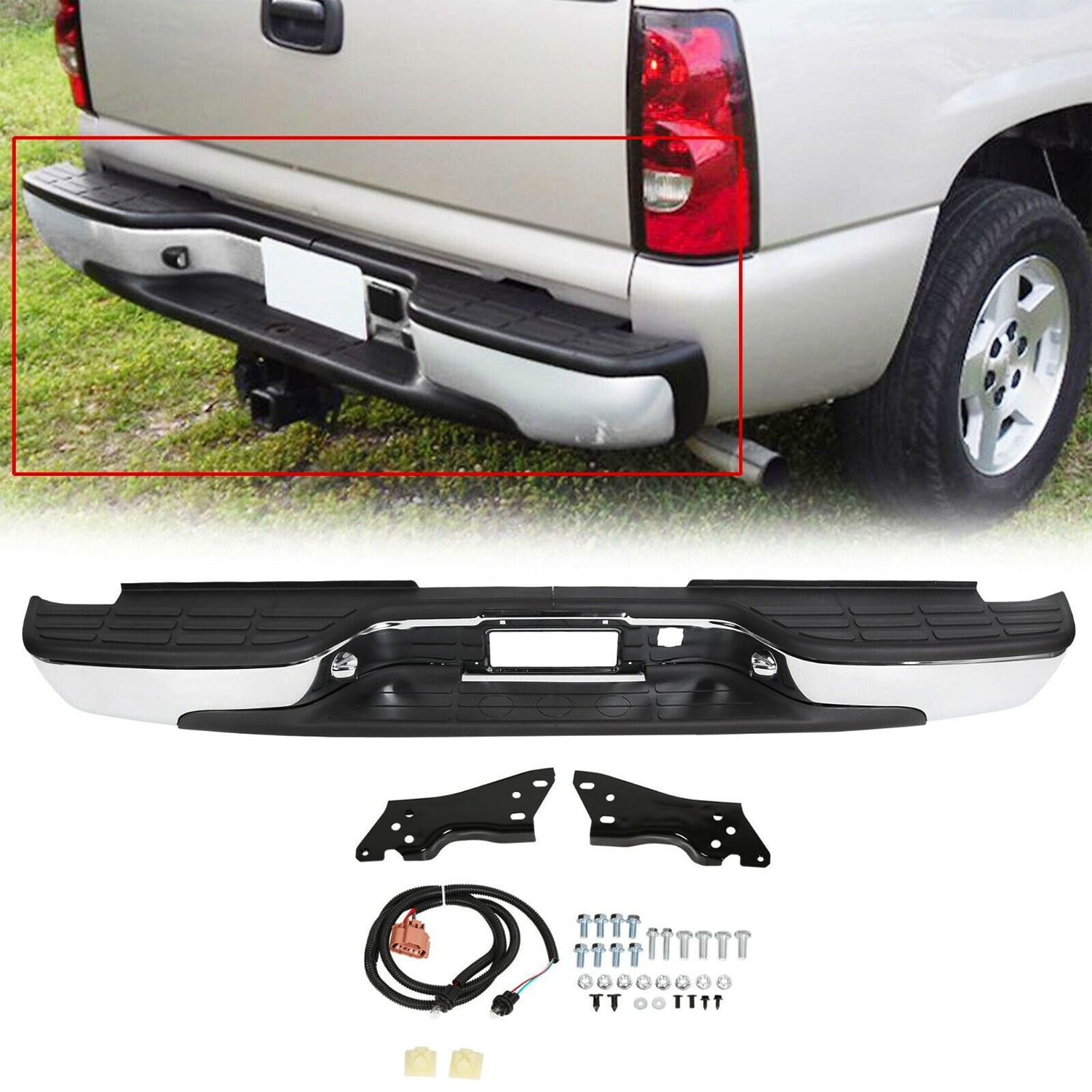 Kojem Rear Bumper Step Fit for 1999-2007 GMC Chevrolet Silverado Sierra ...