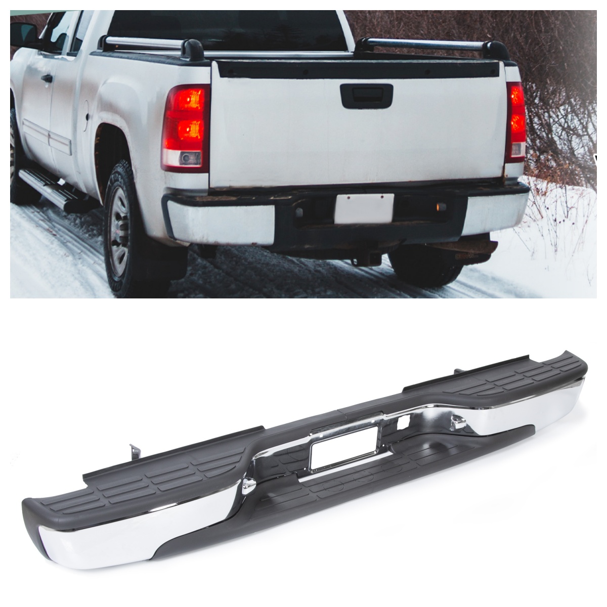 LABLT Complete Chrome Rear Bumper for 1999-2006 Chevy Silverado GMC ...