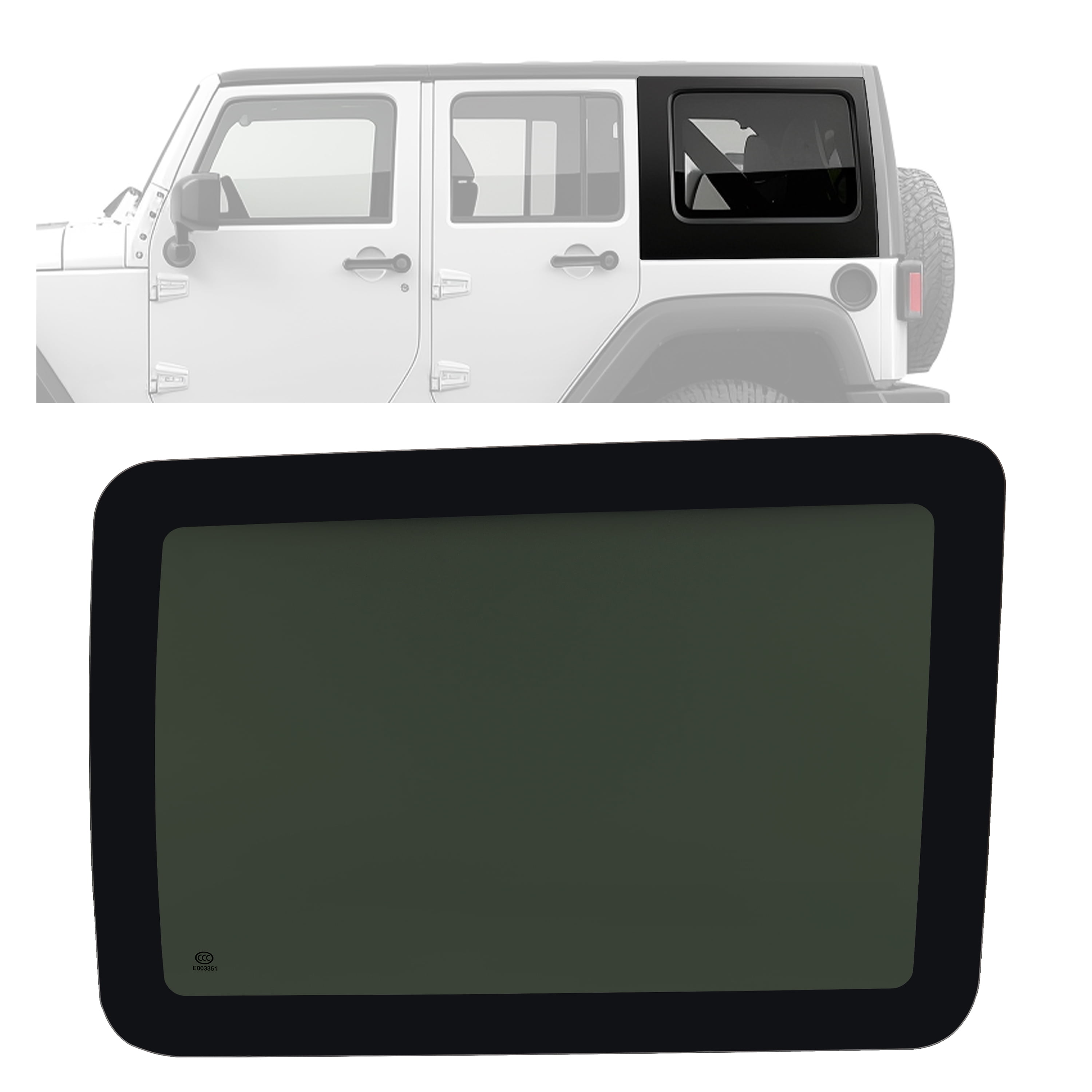 Kojem Hard Rear Door Window for 2007-2010 Jeep Wrangler Tempered Glass ...
