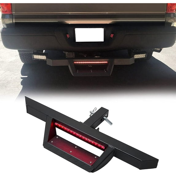 Kojem Rear Step Bar w/LED Brake Light for 2" Tow Trailer Receiver Hitch ...
