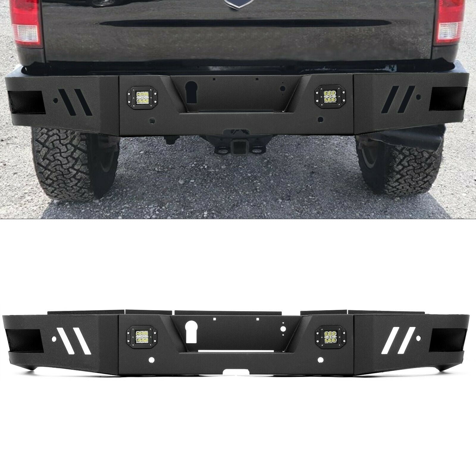 Kojem Rear Step Bumper Back Steel Bumper Body Guard w/ Fog Light For ...