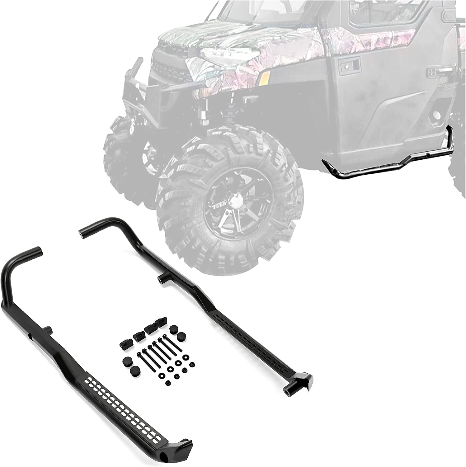 Kojem Frame Mount Side Rails Rock Guard Sliders w/Step Nerf Bars for 18-23 Polaris Ranger 1000 ...