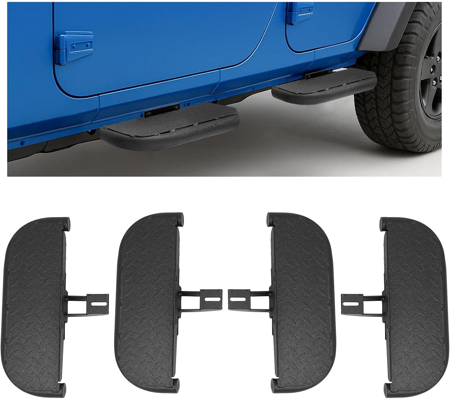 Kojem Rugged Side Steps for 2007-2018 Jeep Wrangler JK Unlimited JKU 4 ...