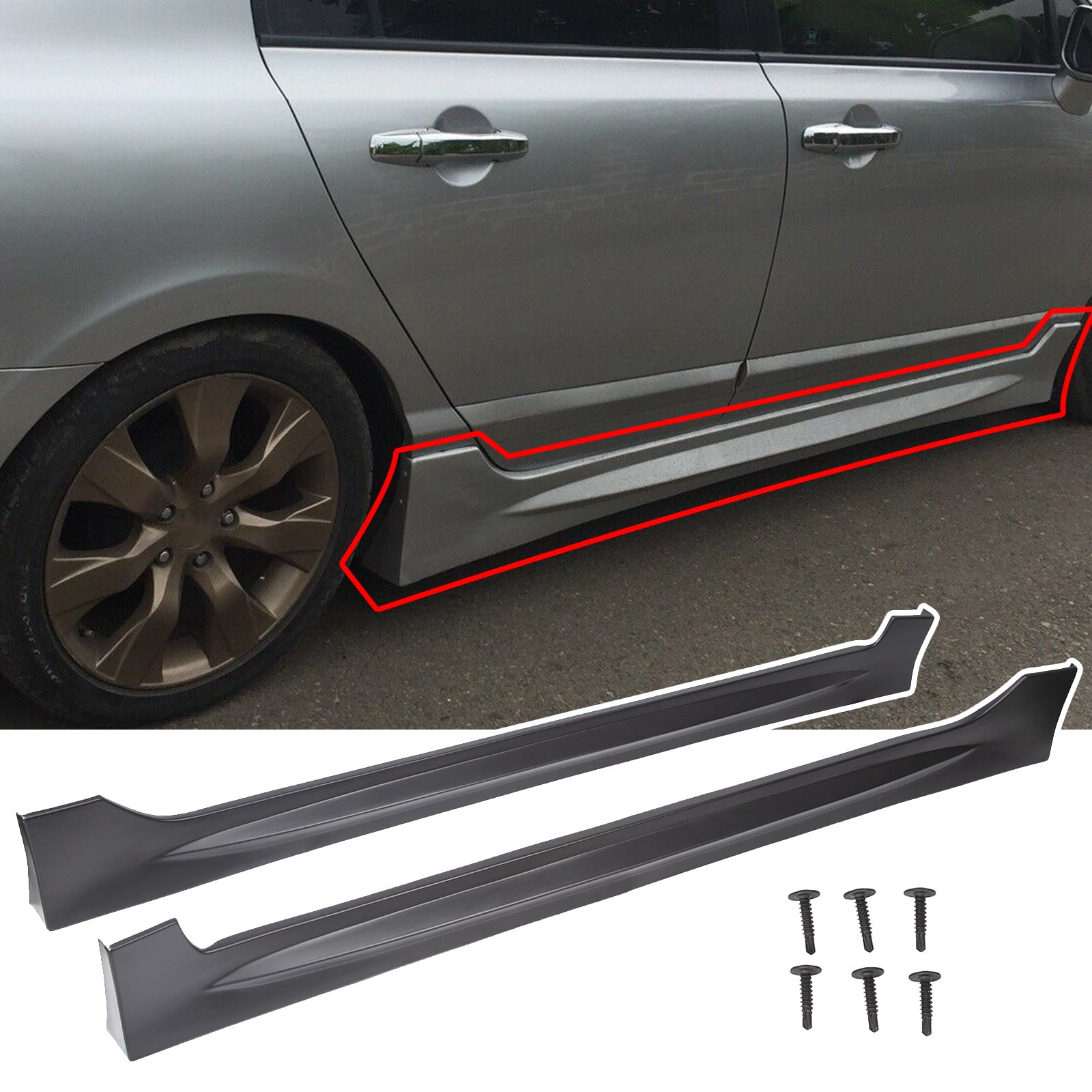 Kojem Side Skirts Body Kit for 2006-2011 Honda Civic 4 Door Sedan Mugen ...