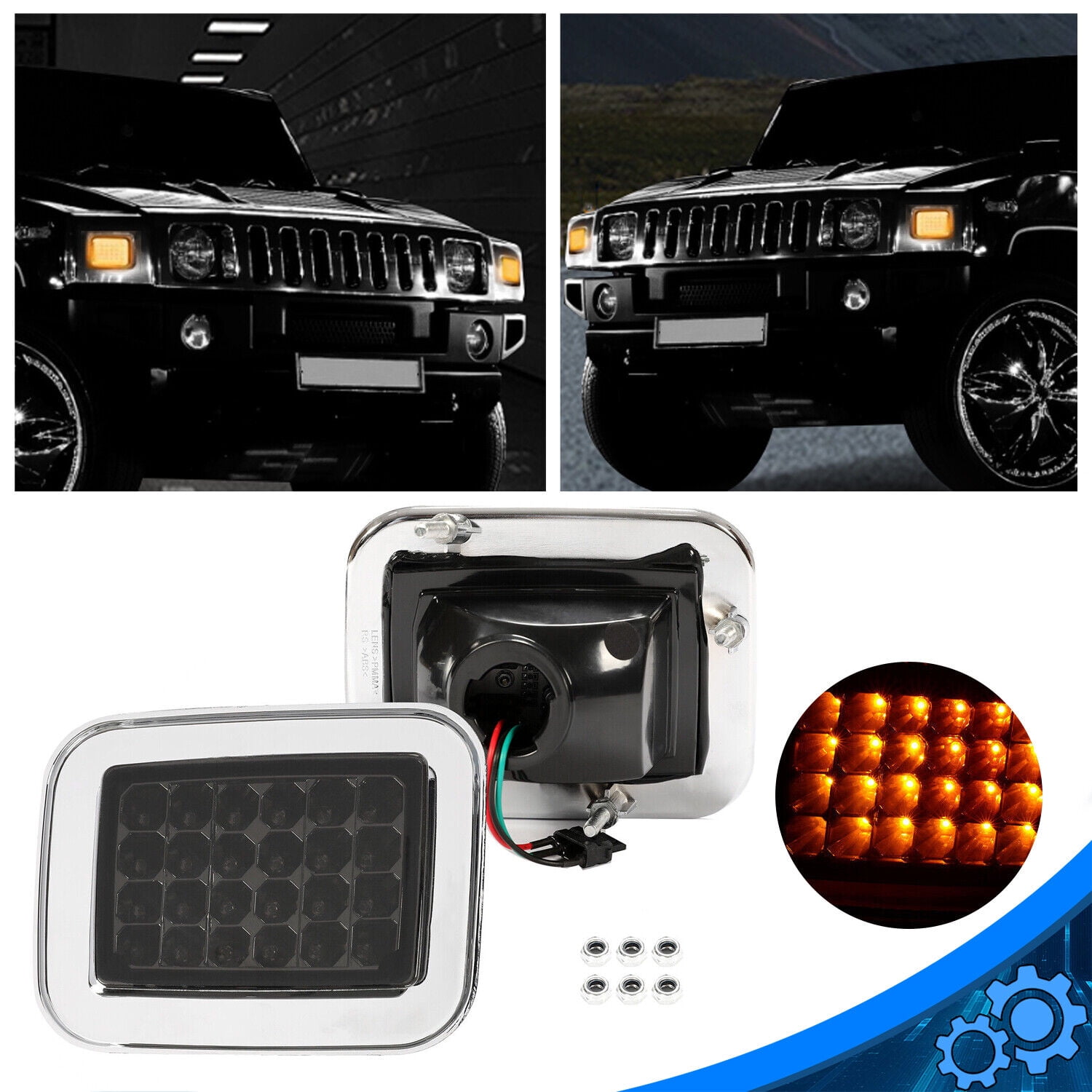 Kojem Smoke Lens LED Turn Signal Lights for 2003-2009 Hummer H2 Base ...
