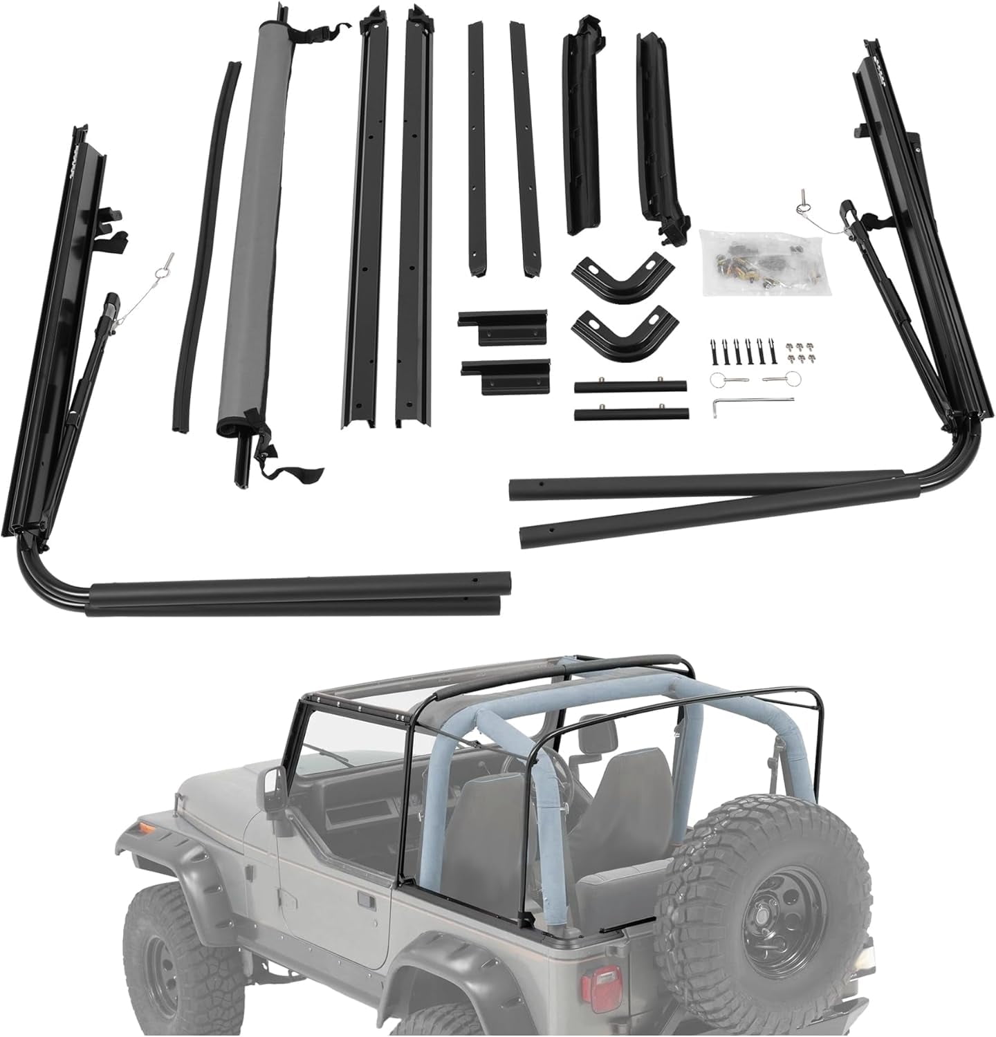 Kojem Soft Top Support for 1987-1995 Jeep Wrangler YJ W/Squared Front ...