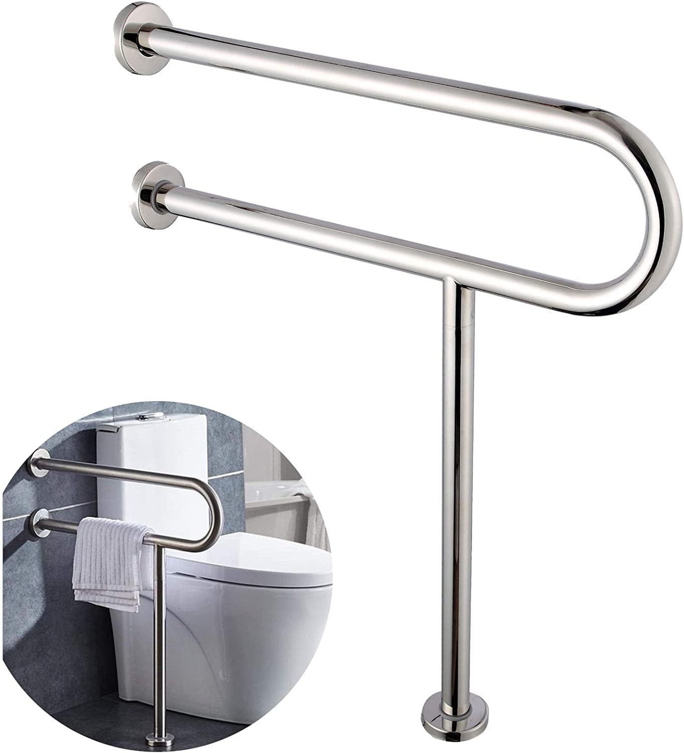 Kojem Toilet Support Rail Handrail Handicap Grab Bar Rails 24 inch ...