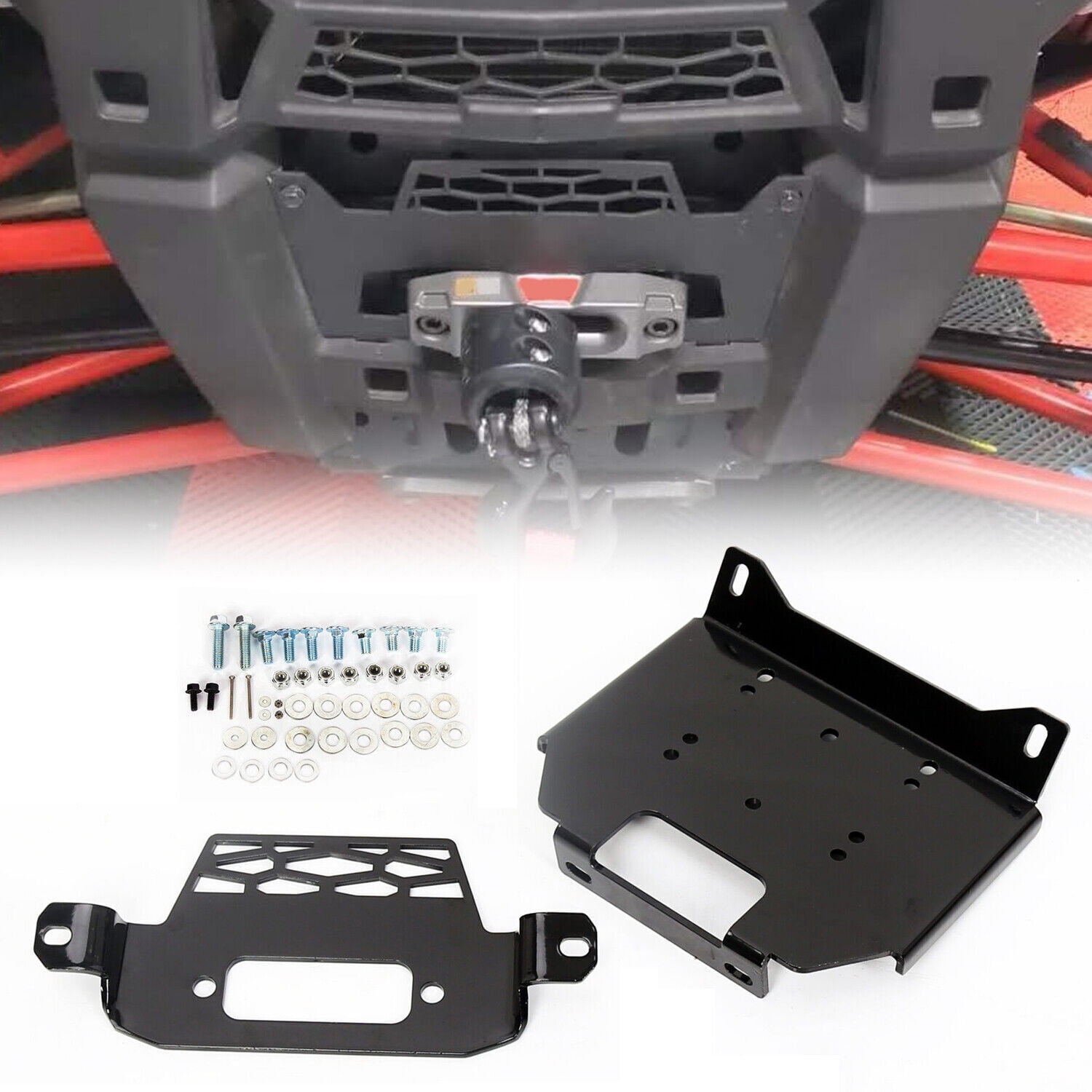 Kojem UTV Polaris Winch Mount Plate Bracket for 2015 2016 2017 2018 ...