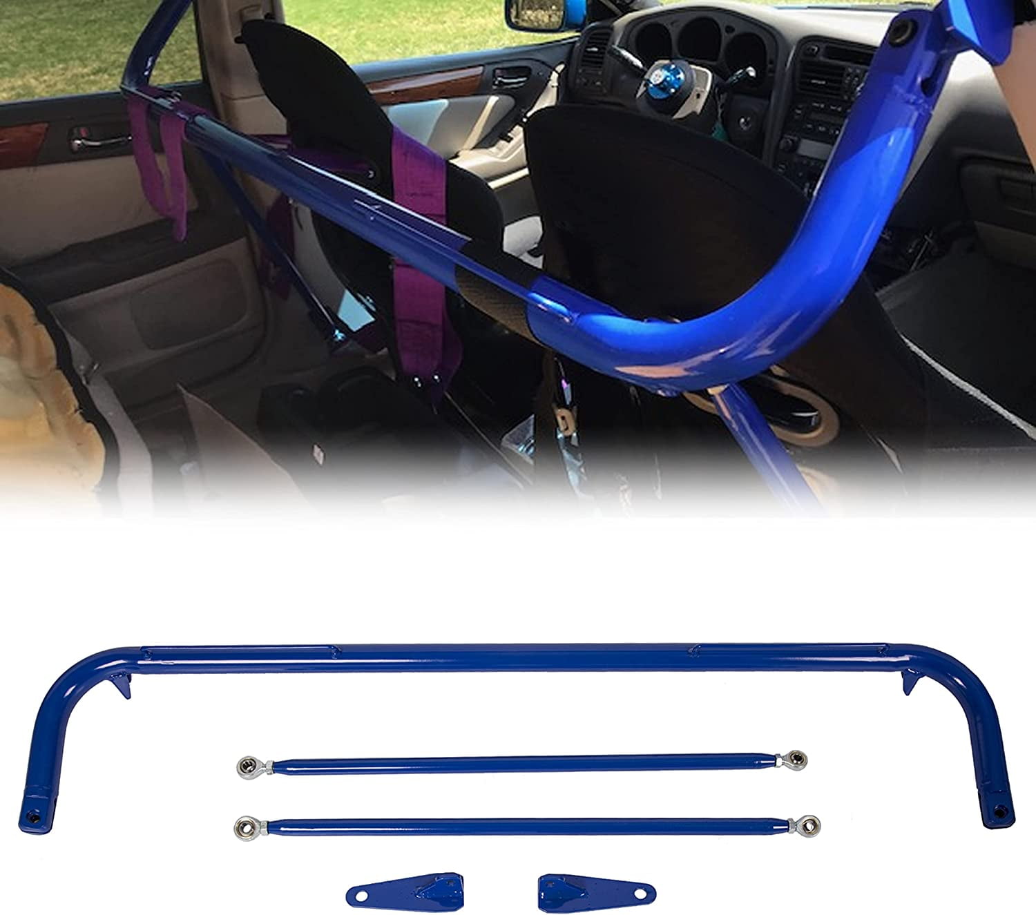Kojem Universal 49 Inch Blue Stainless Steel Racing Safety Seat Belt ...