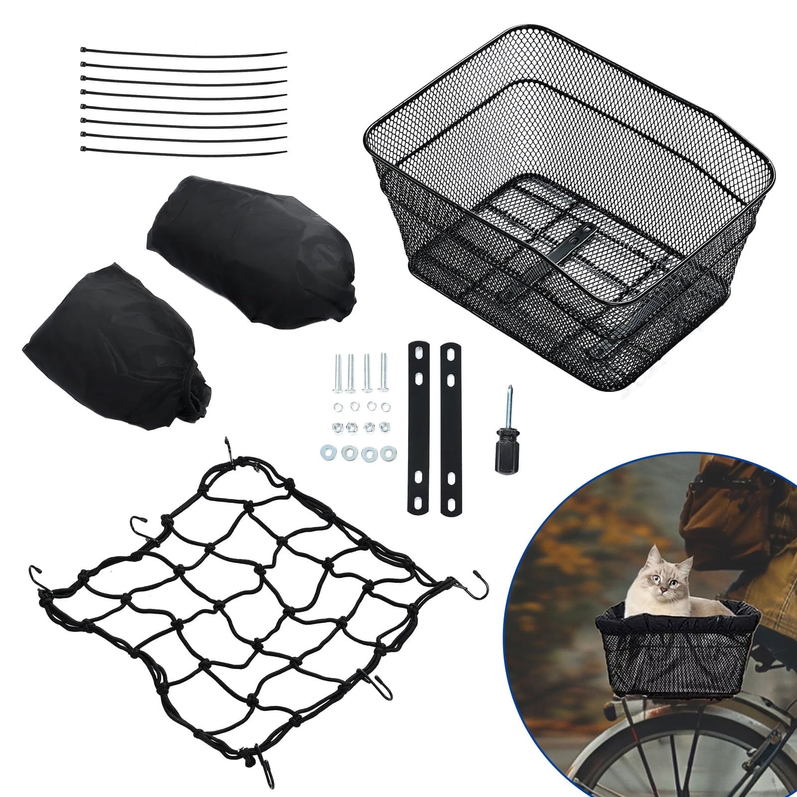 Kojem Universal Rear Bike Basket, Black Steel, High-Capacity, Rustproof ...