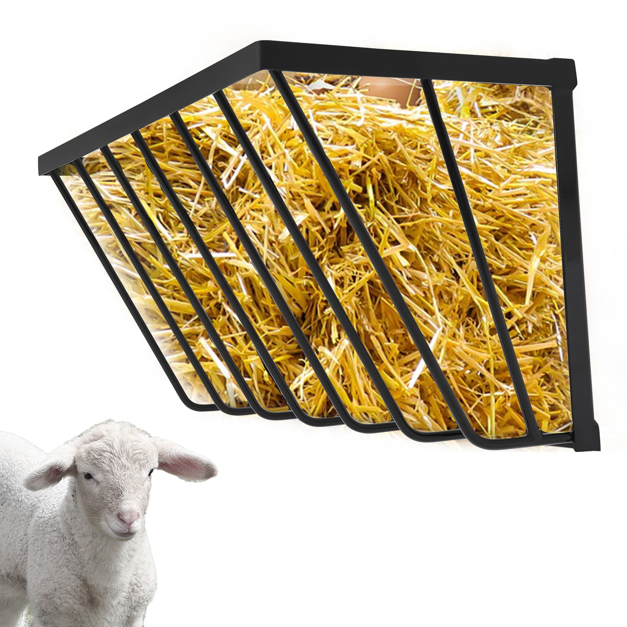 Kojem Wall Mounted Livestock Hay Rack Feeder for Horses, Sheep, Goats ...