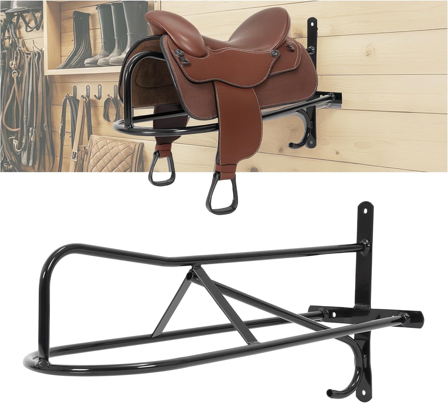 Kojem Wall Mounted Saddle Rack for Horse Enthusiast, Heavy-Duty English ...
