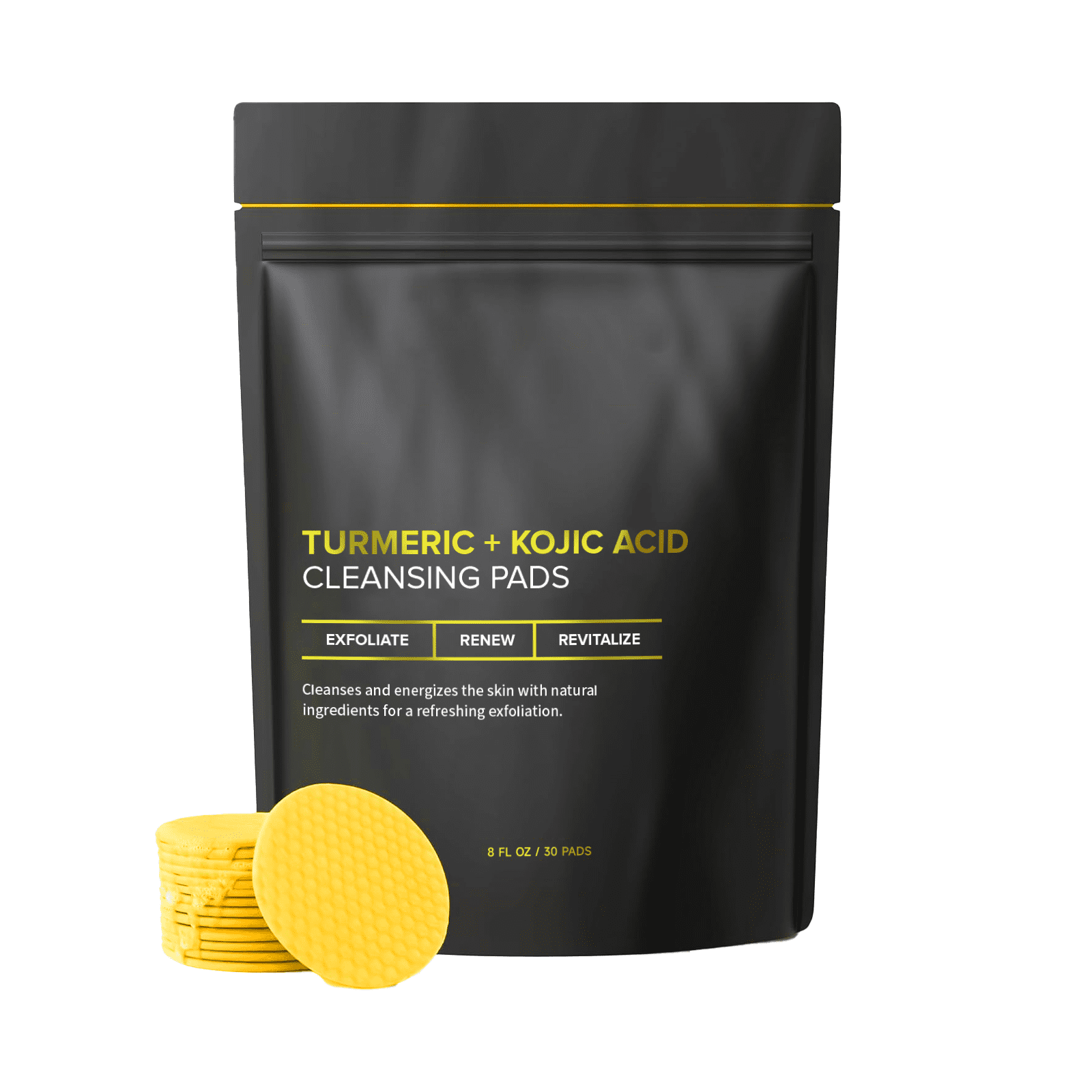 Kojic Acid Cleansing Pads 30 Pads - Exfoliating Scrub with Vitamin C/B5 ...
