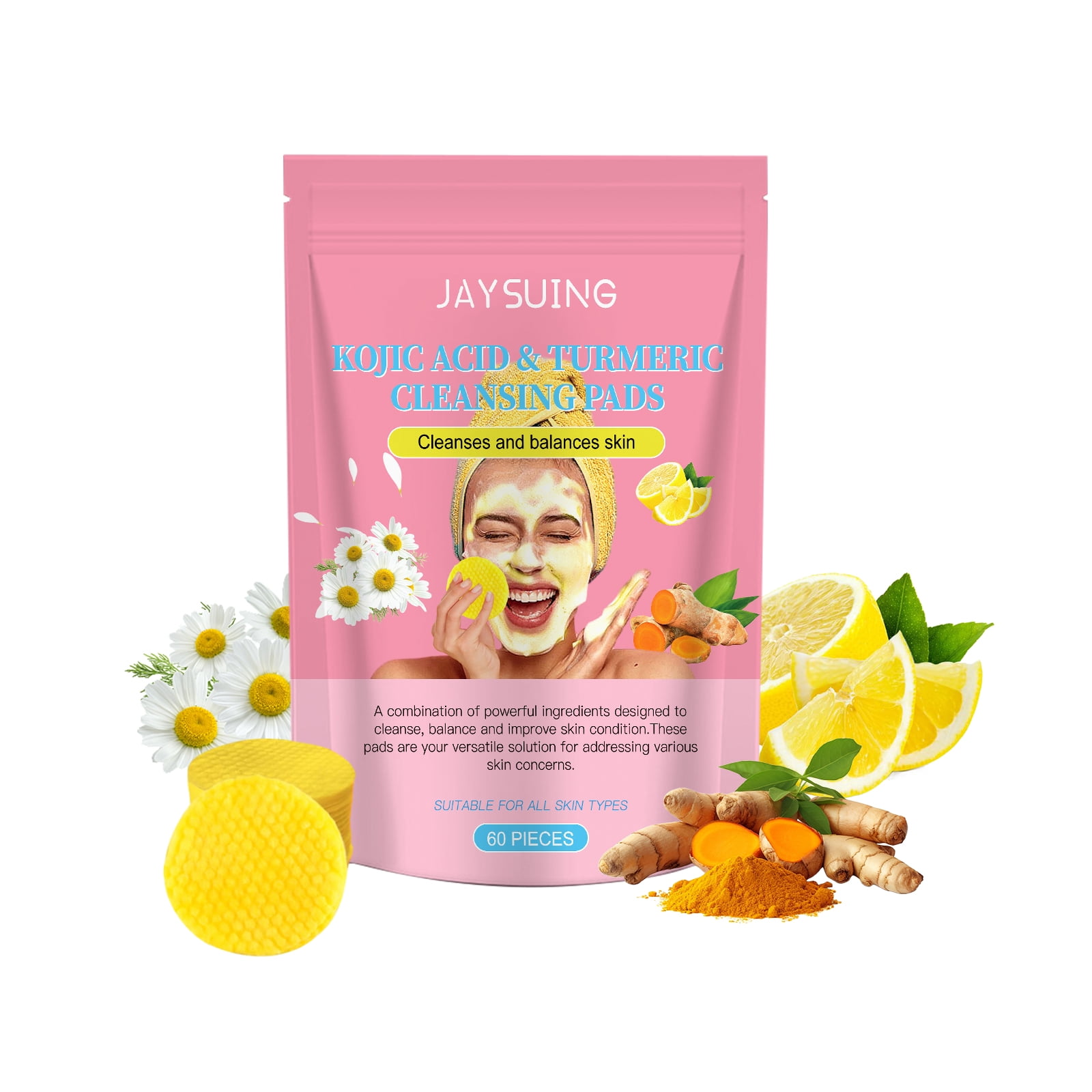 Kojic Acid And Turmeric Balanced Water-Oil Cleansing Pad, Gently ...