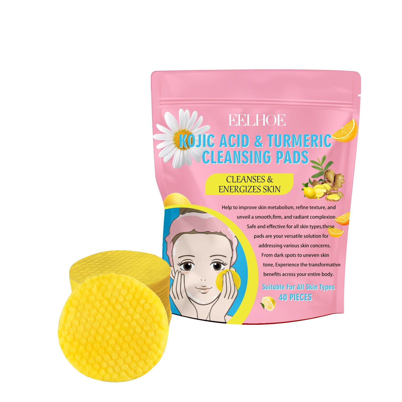 Kojic Acid & Turmeric Cleansing Pads for Radiant Skin Exfoliate ...