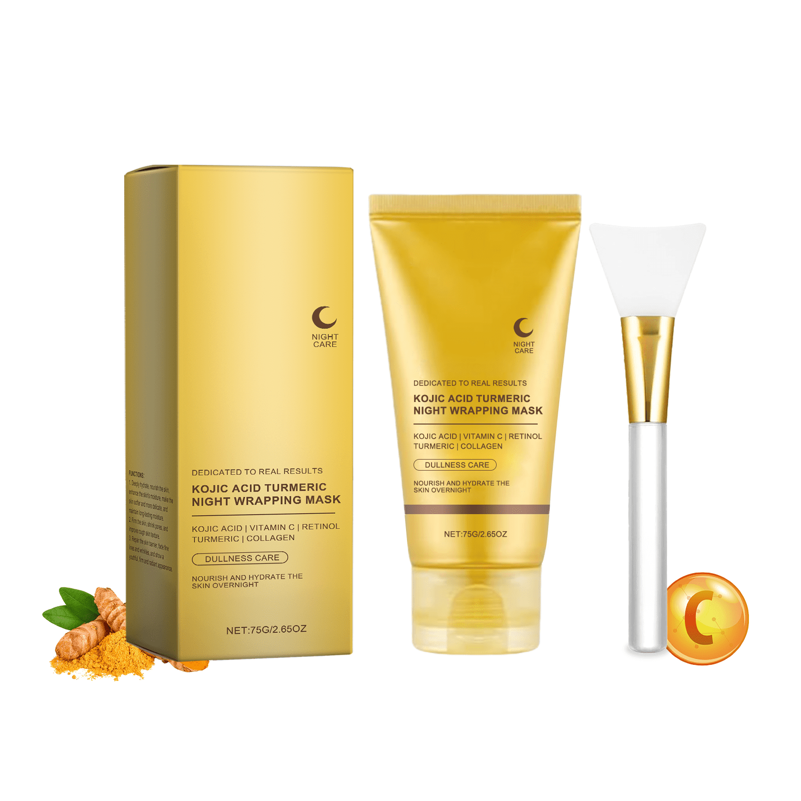 Kojic Acid Turmeric Night Wrapping Mask with Brush, Kojic Acid Turmeric ...