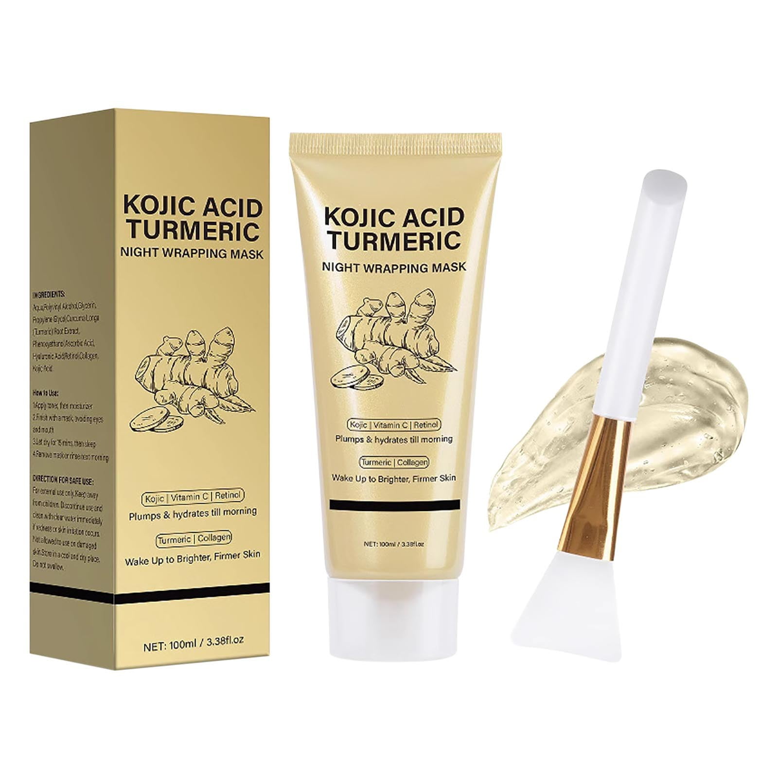 Kojic Acid Turmeric Overnight Mask, 100ml Peel off Face Mask, Bio-Collagen Real Deep Mask ...
