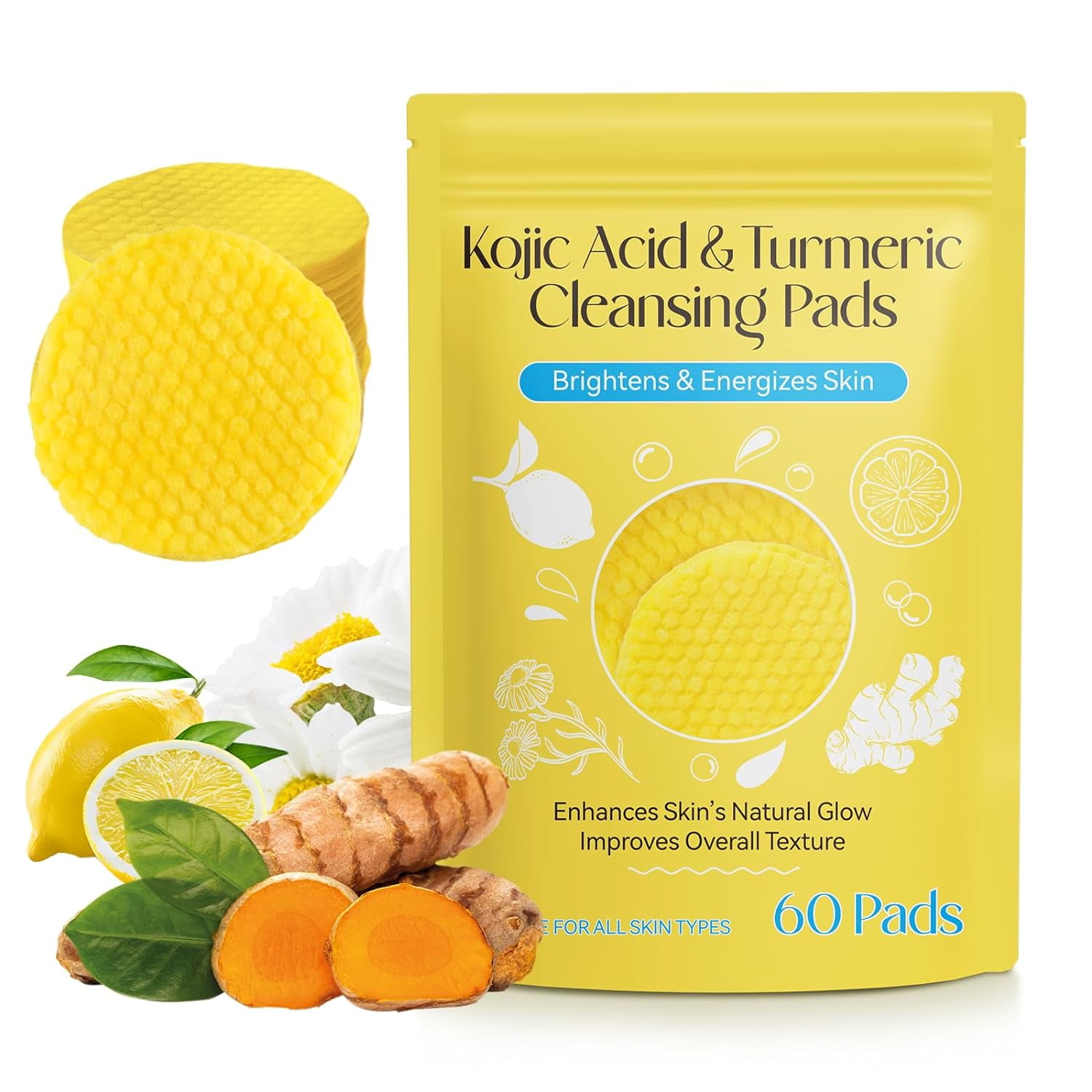 Kojic Acid and Turmeric Cleansing Pads for Face, Turmeric Kojic Acid ...
