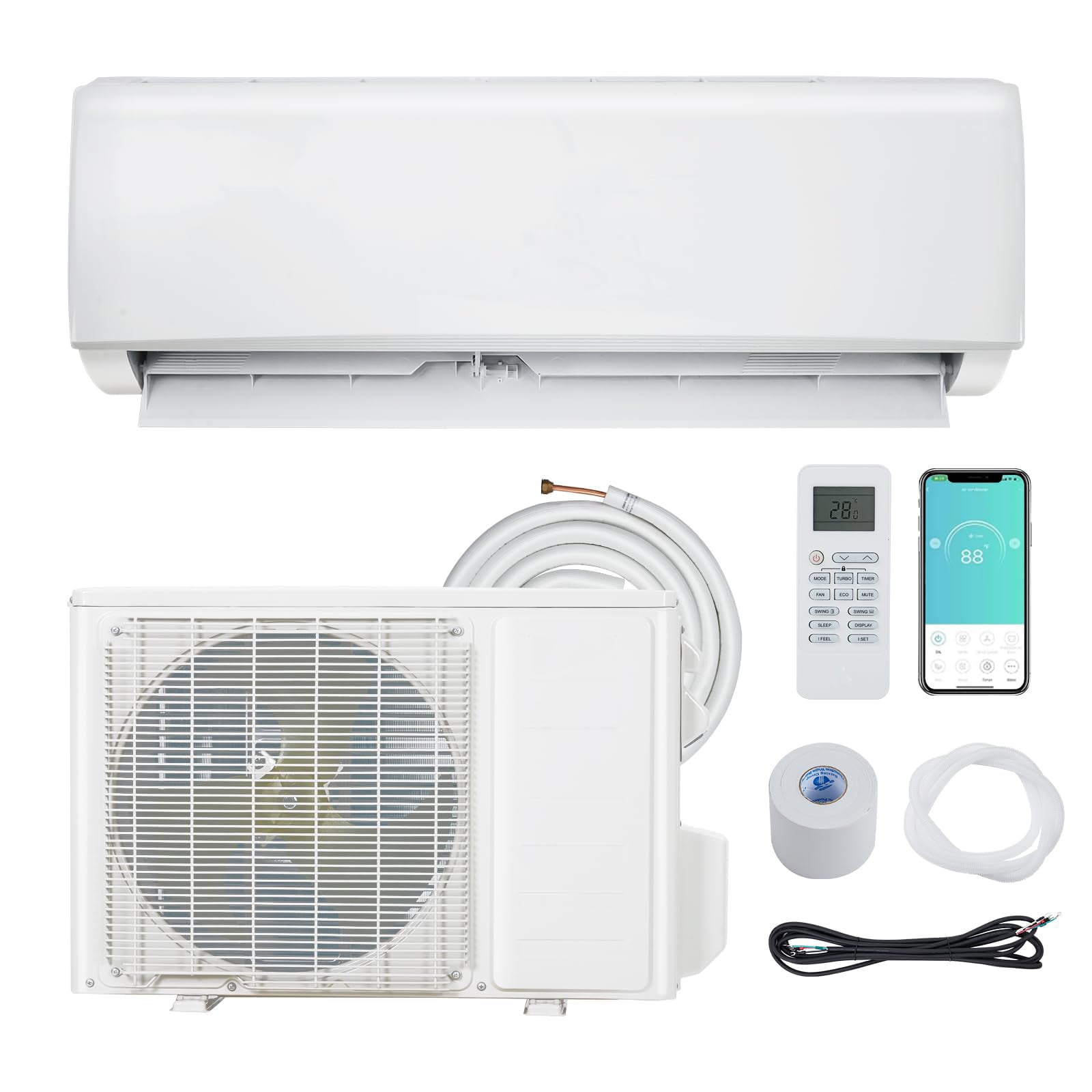 Kojooin 18,000 BTU Mini Split Air Conditioner, 19 SEER, Quiet 34 dB ...
