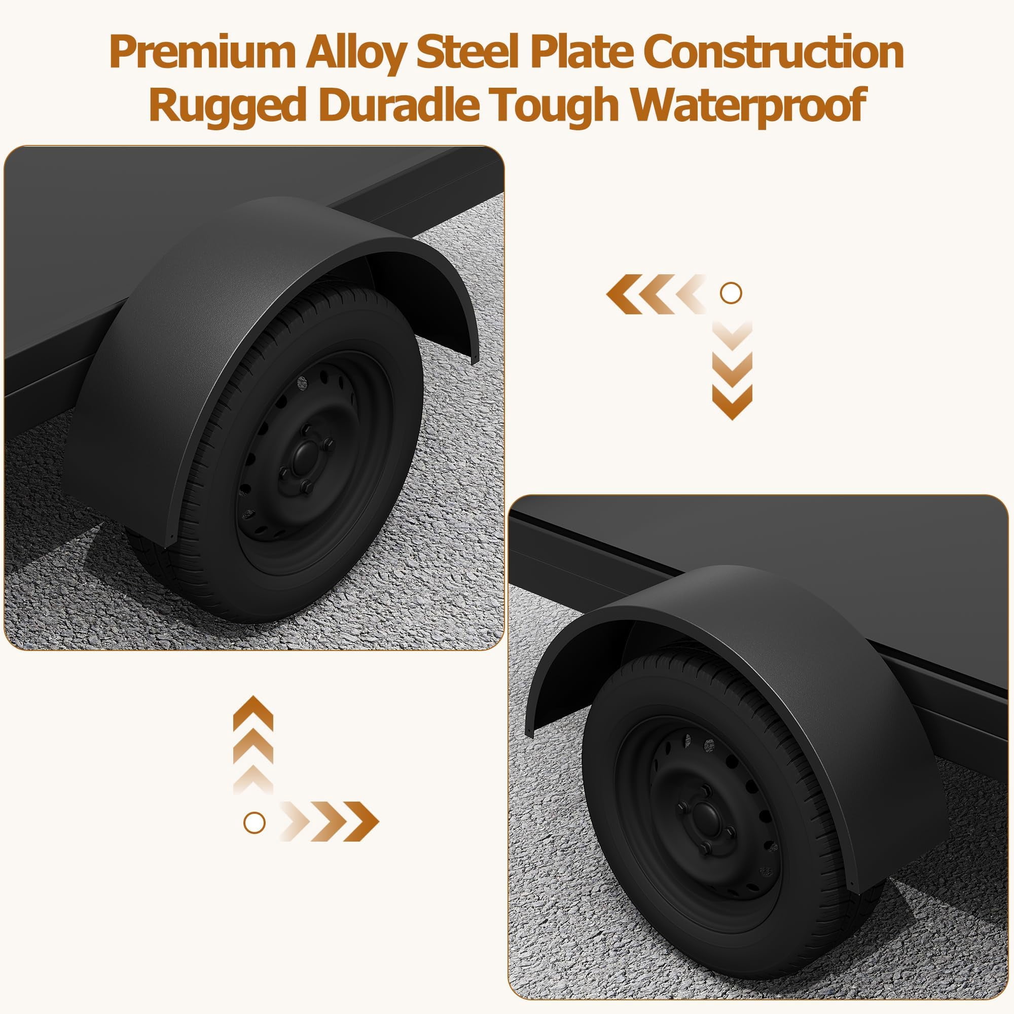 Kojooin 2 Pack Single Axle Trailer Fenders with fenders Backs,Fits for ...