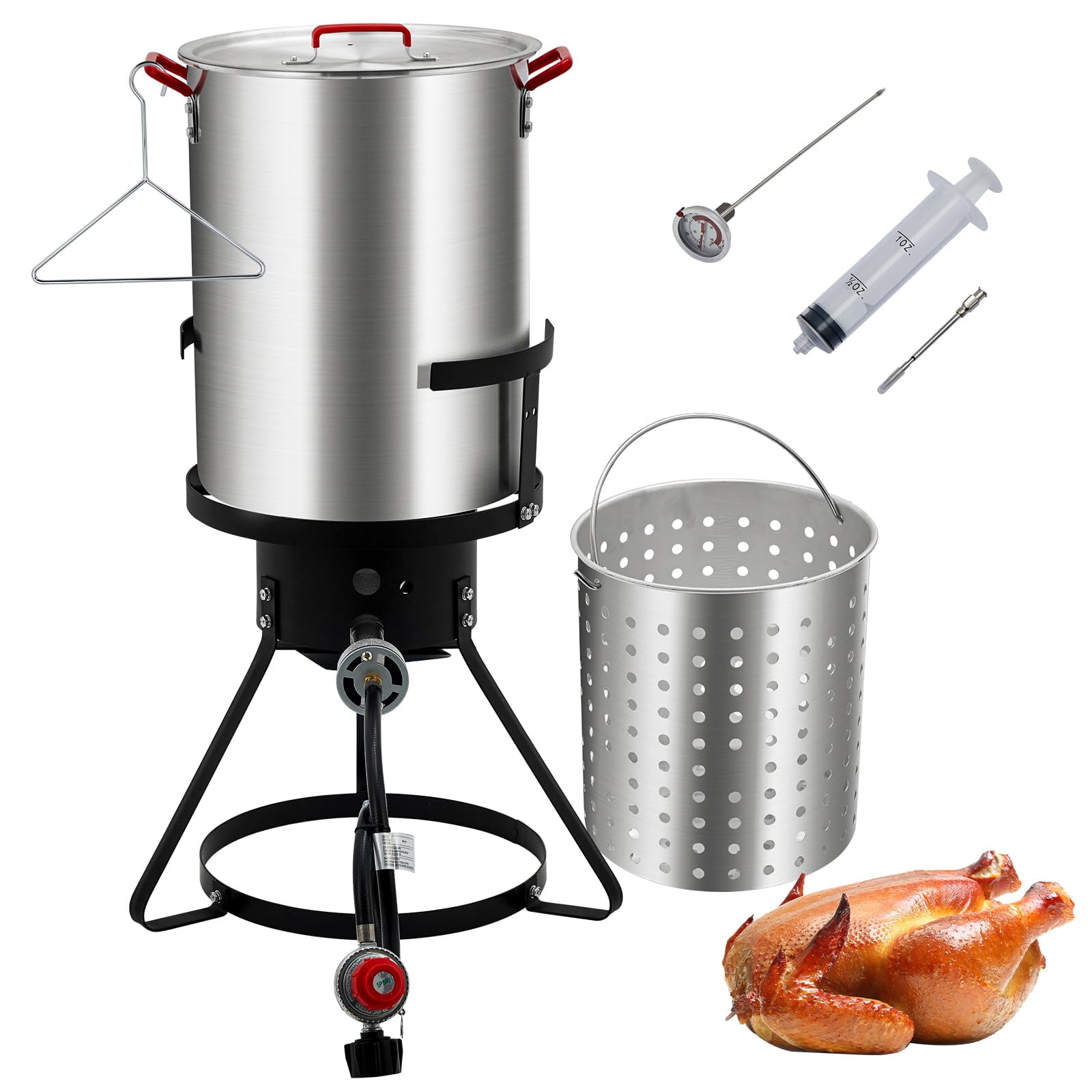 Kojooin 30Qt Turkey Fryer, Aluminum Outdoor Deep Fryer & Seafood Boiler ...